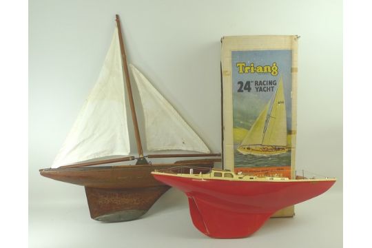 A 1960's vintage Triang model pond yacht in original box, '24'' Racing ...