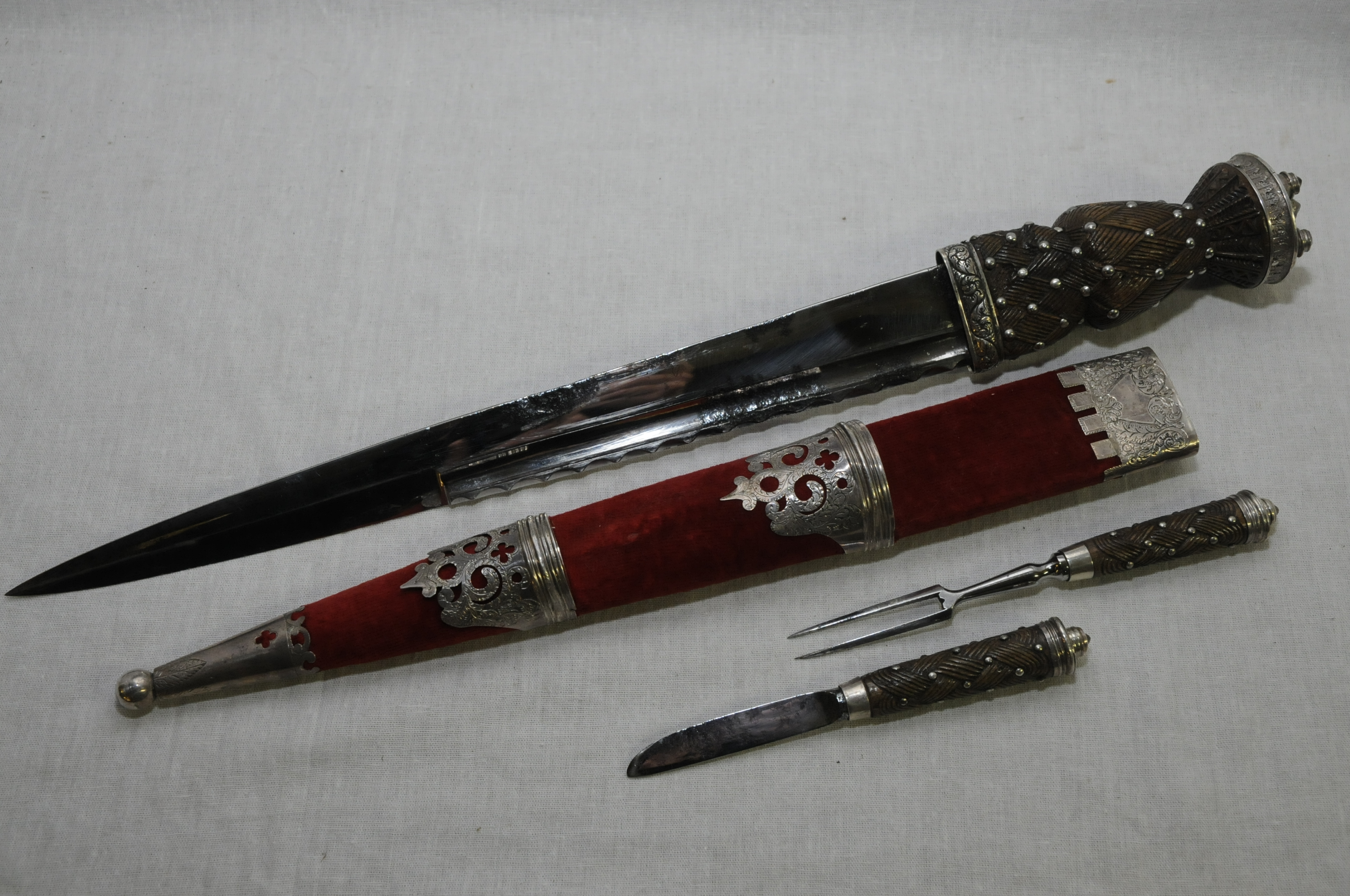 19th C Scottish Dirk with 12.5 inch blade with single fuller and double ...