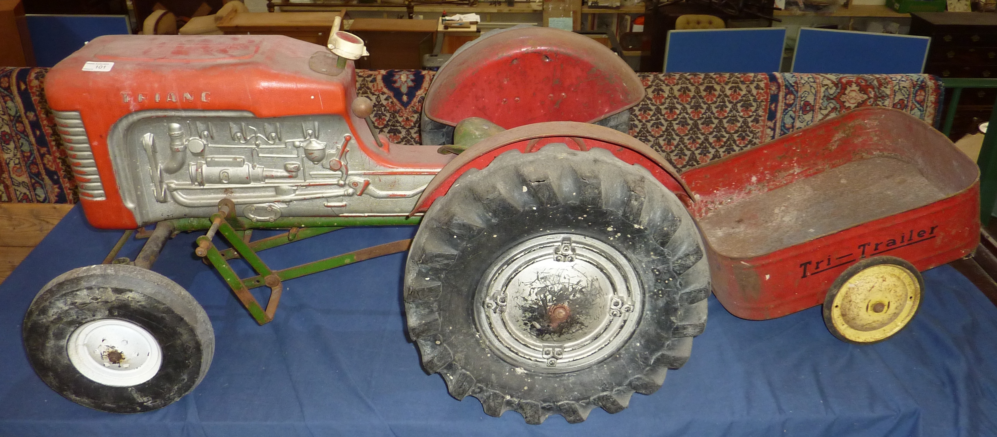 Triang pedal tractor with main plastic body and metal frame, plastic ...