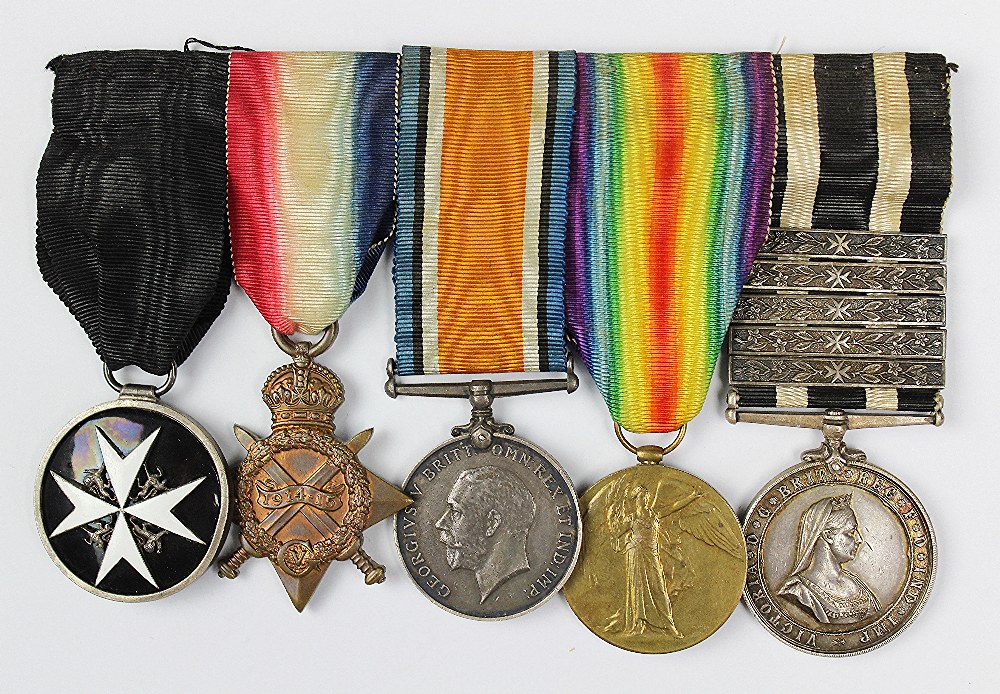 A World War One medical medal group of five to 9488 Sjt J. Barker R.A.M ...