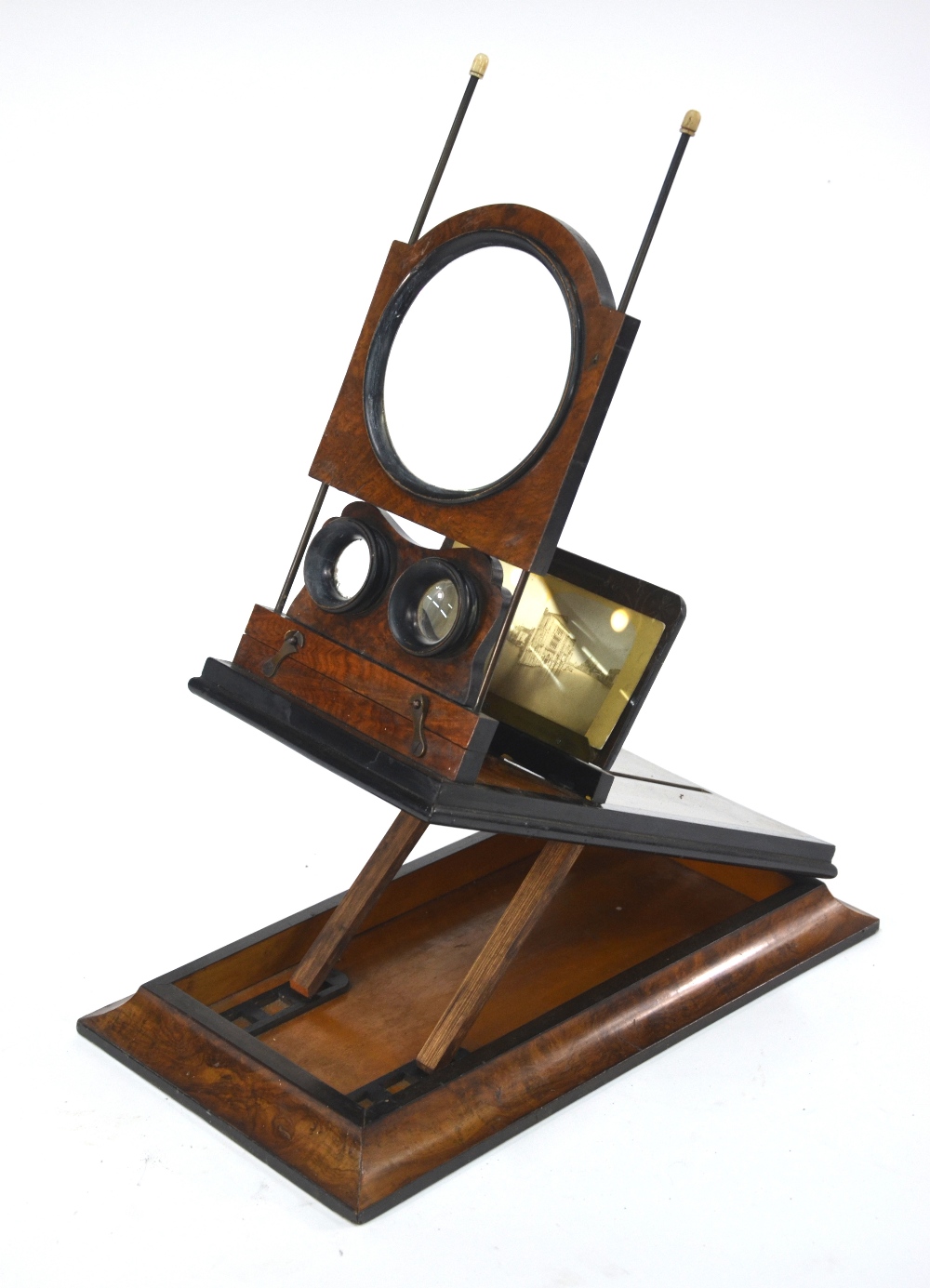 A Victorian stereo graphoscope of typical rectangular and folding form ...