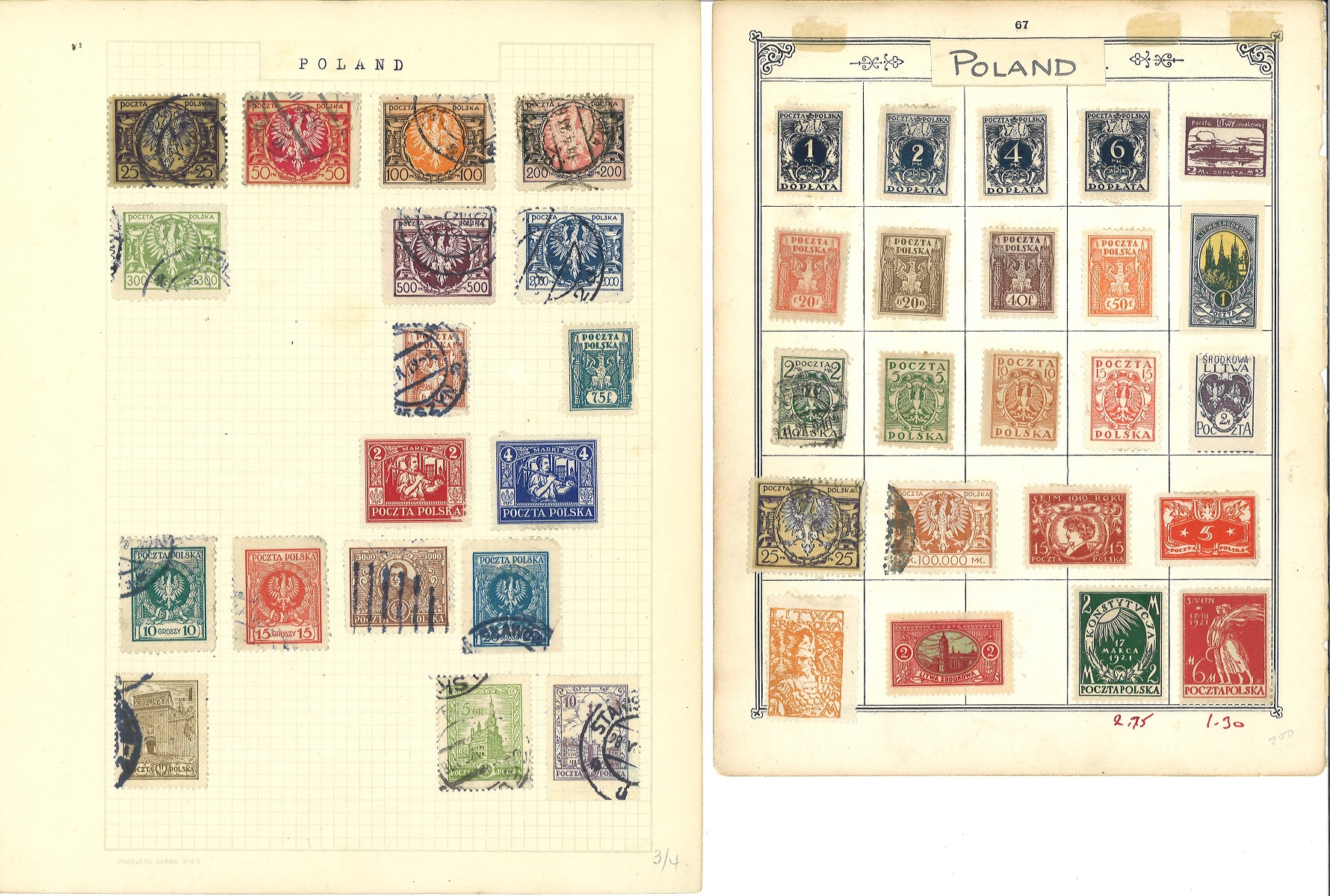 Polish stamp collection on 17 loose album pages. Good Condition. All ...