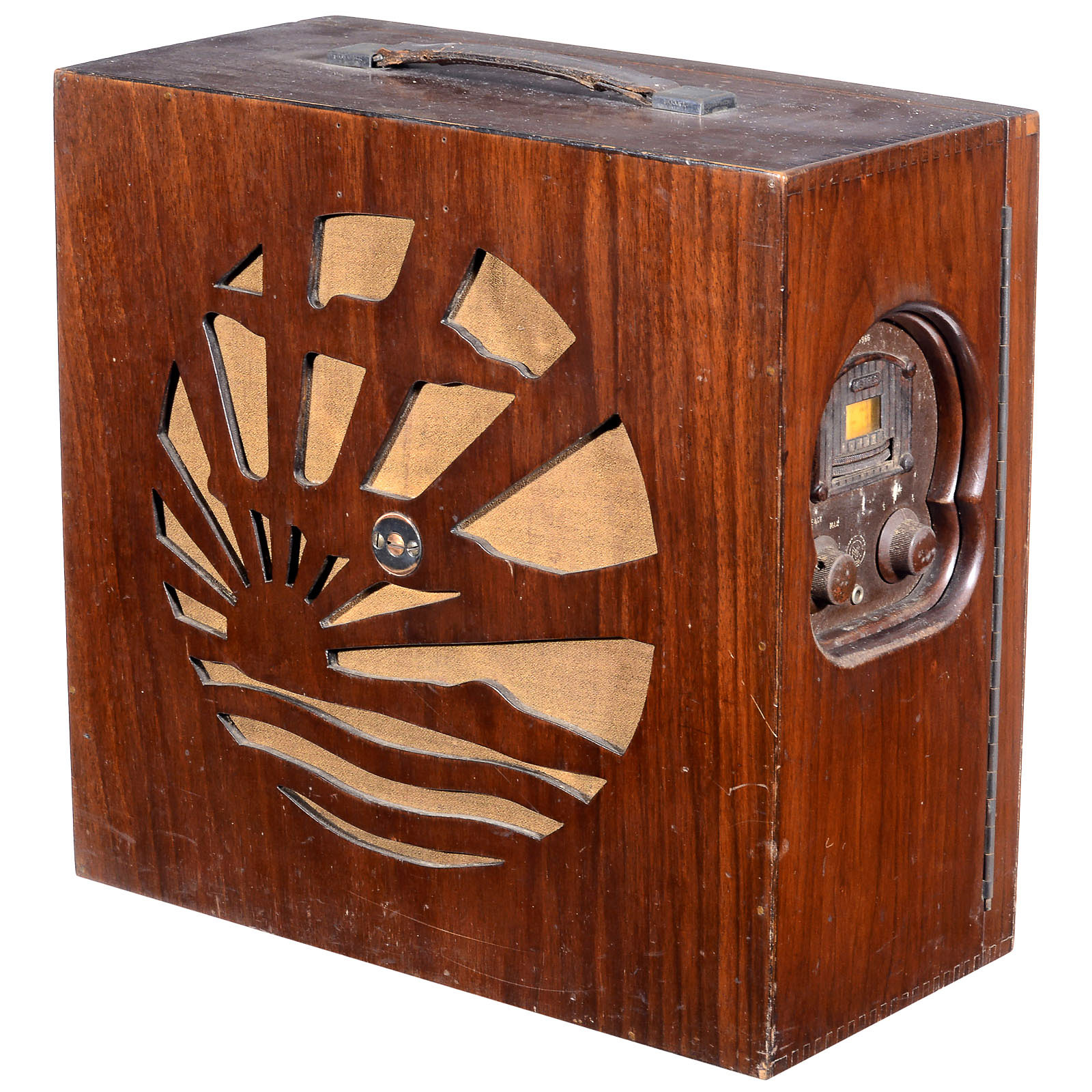 "Pye Type 25" English Portable Radio, 1928 5-valve battery receiver ...