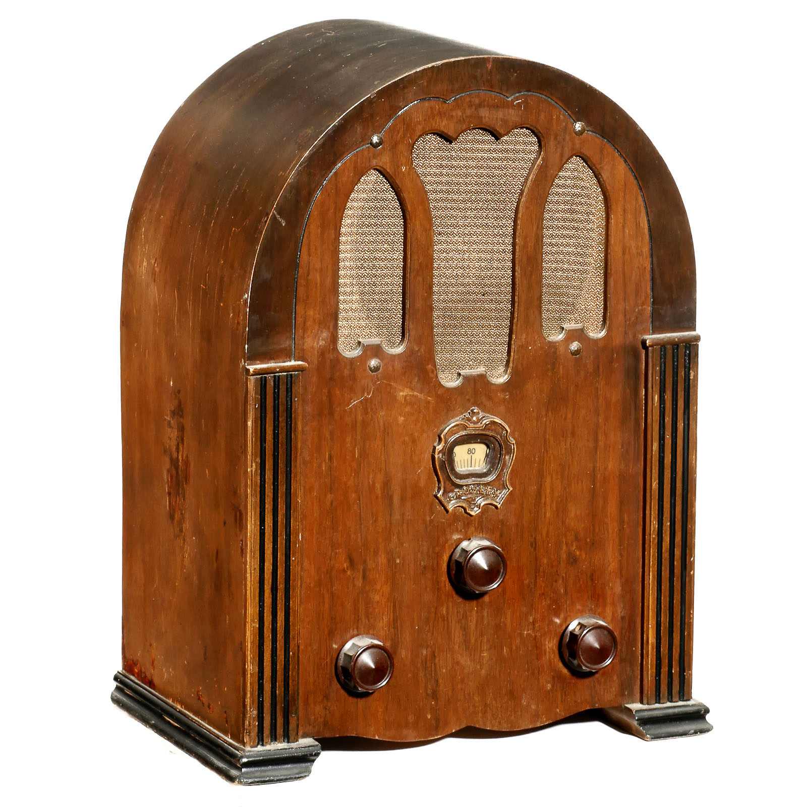 3 American Tube Radios, c. 1932 1) Echophone 80 cathedral radio, USA, 8 ...