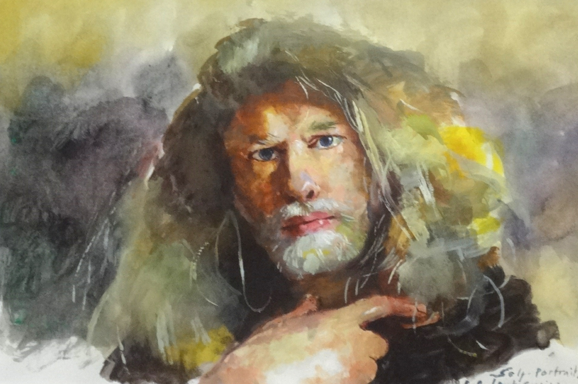 Robert Lenkiewicz (1941-2002) 'Self Portrait' watercolour, signed and ...