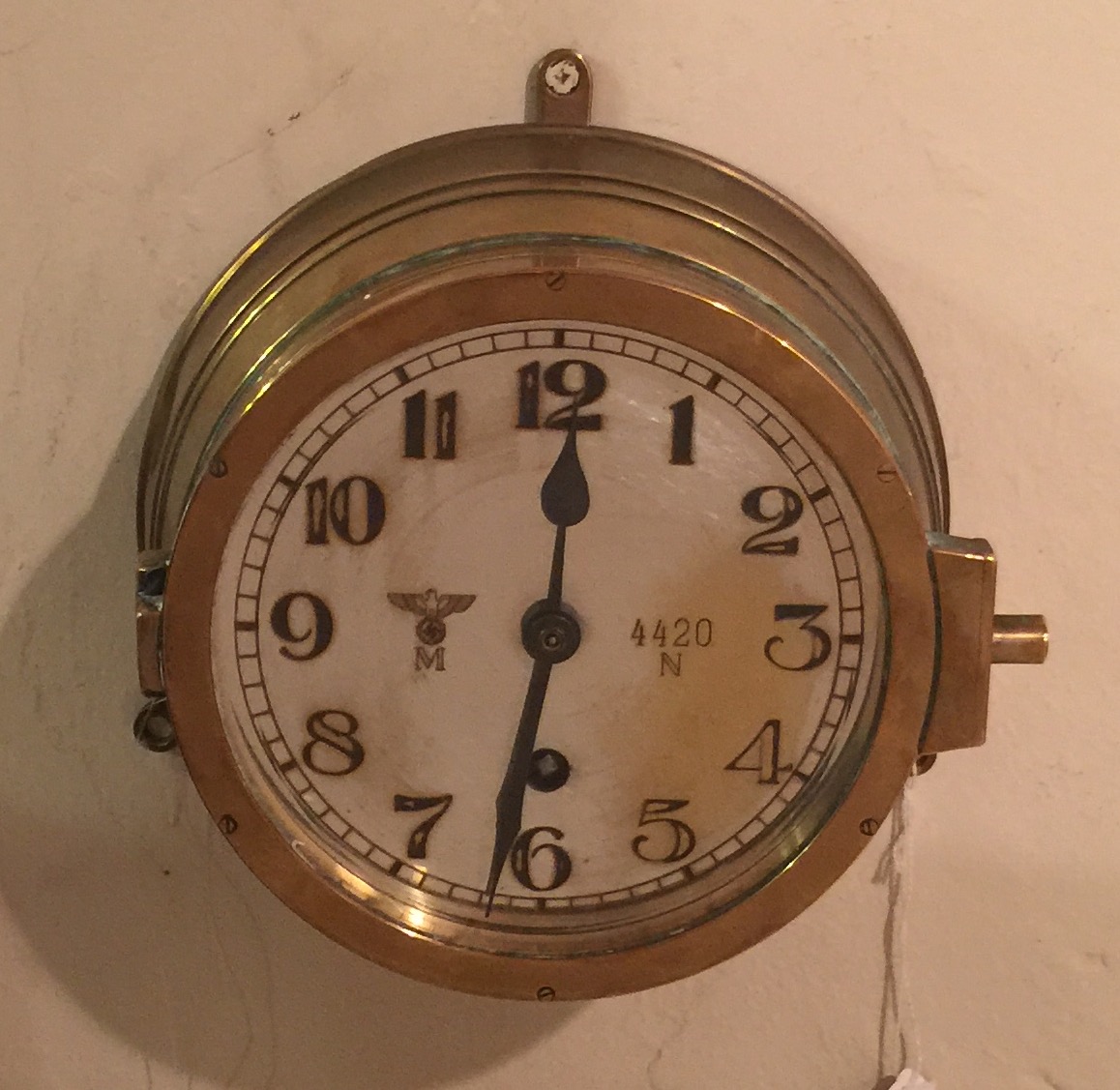 TIRPITZ CLOCK, WORLD WAR II GERMAN BATTLESHIP, A BRASS CASED SHIPS ...