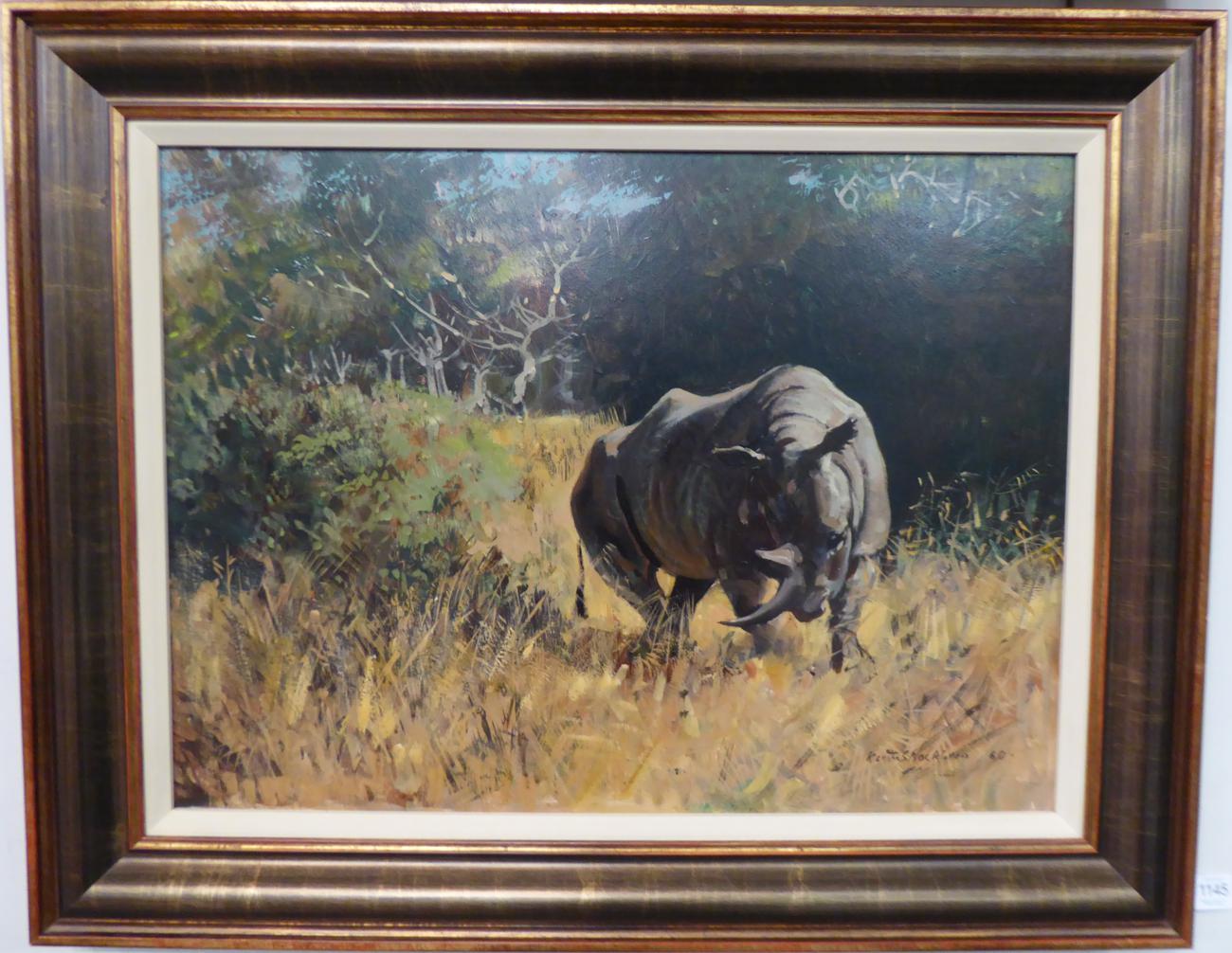 Keith Shackleton (1923-2015) Black rhino in the bush Signed and dated ...