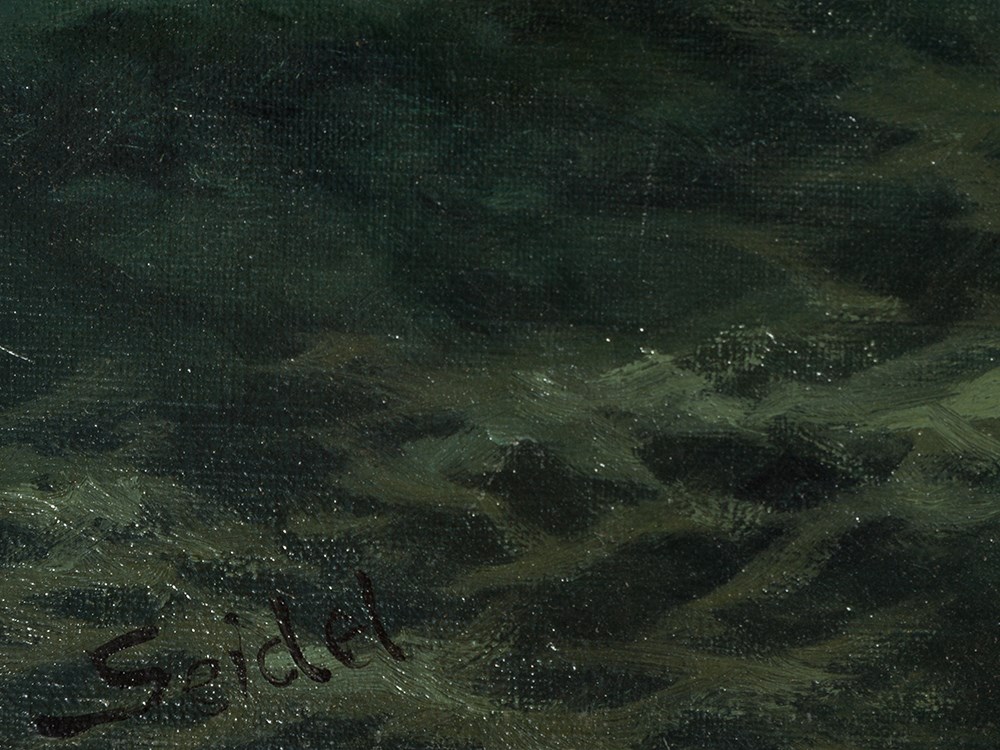 Franz Seidel (1818-1903), Dawn over Cliff, Oil Painting, 19th C Oil on ...