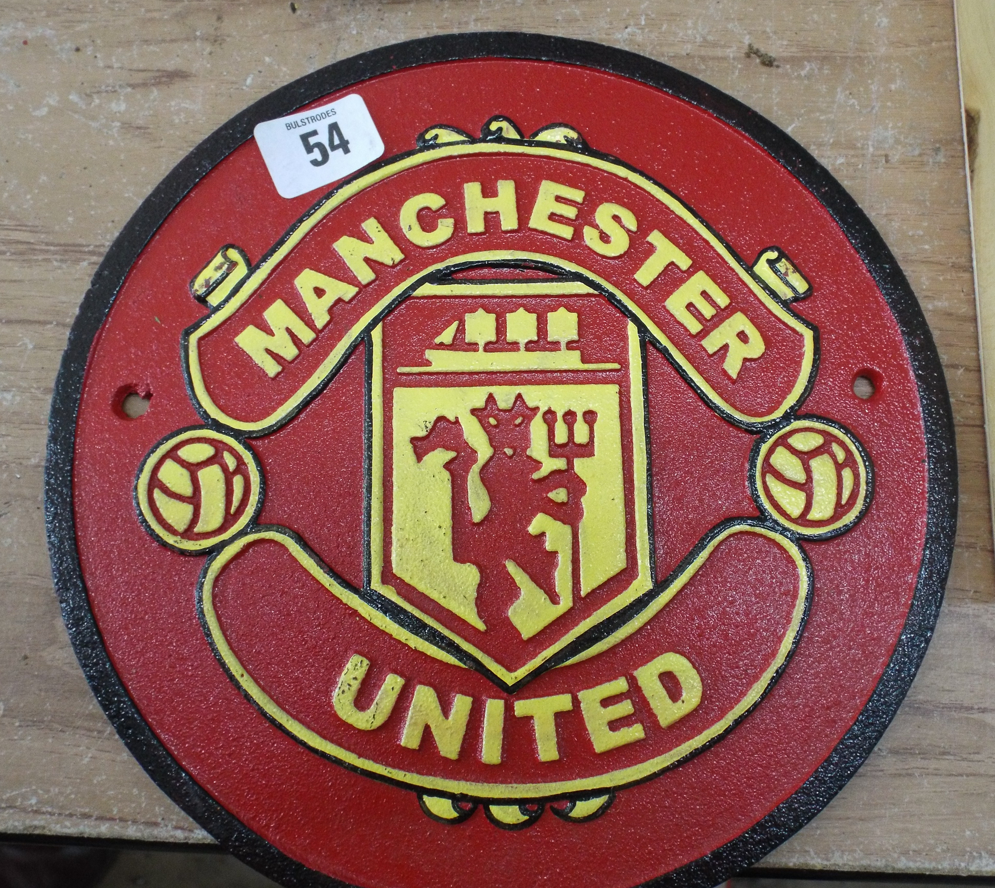 Cast iron circular Manchester United Football sign