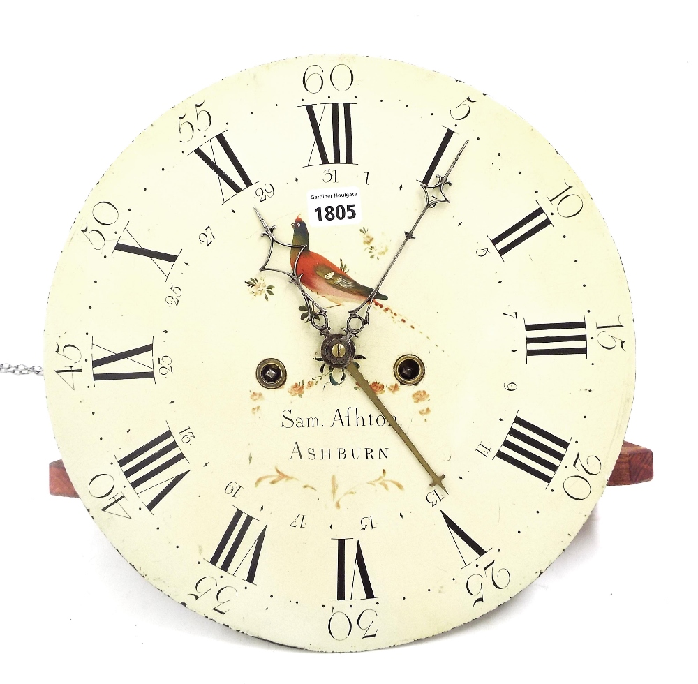 30 HOUR longcase clock movement, the 14" circular painted dial signed ...