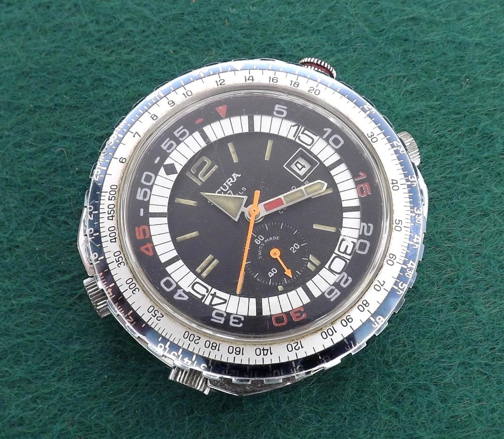 Sicura Chrono Computer gentleman's stainless steel wristwatch, 17 jewel ...