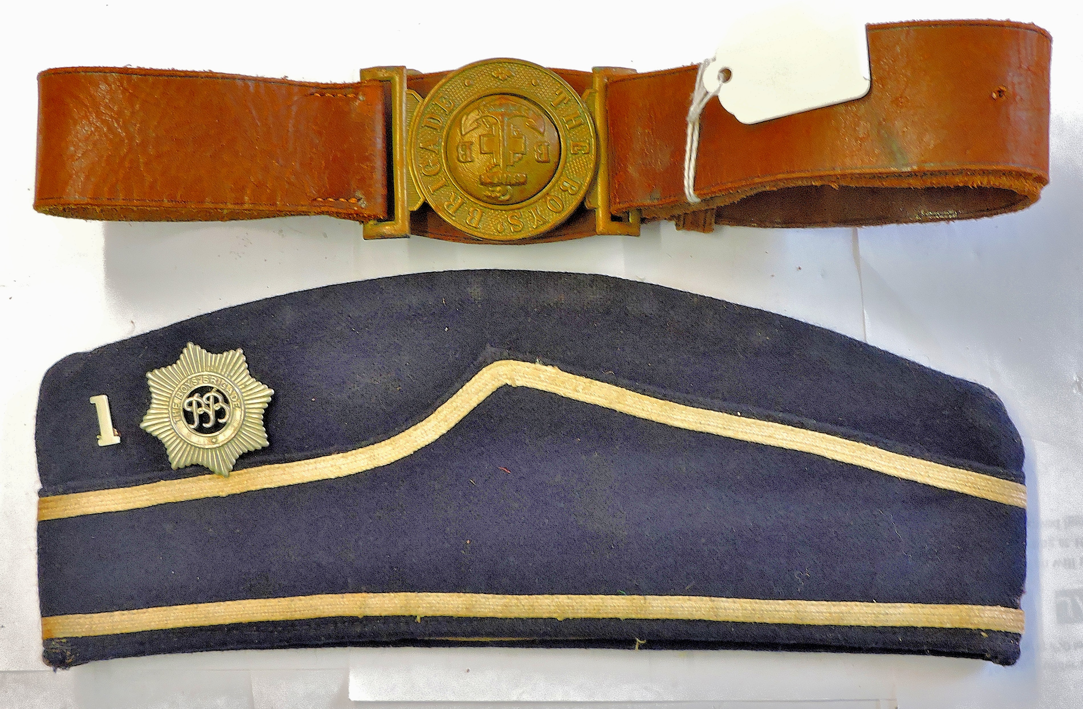 The Boys Brigade - vintage belt with buckle, and side hat with '1' and ...