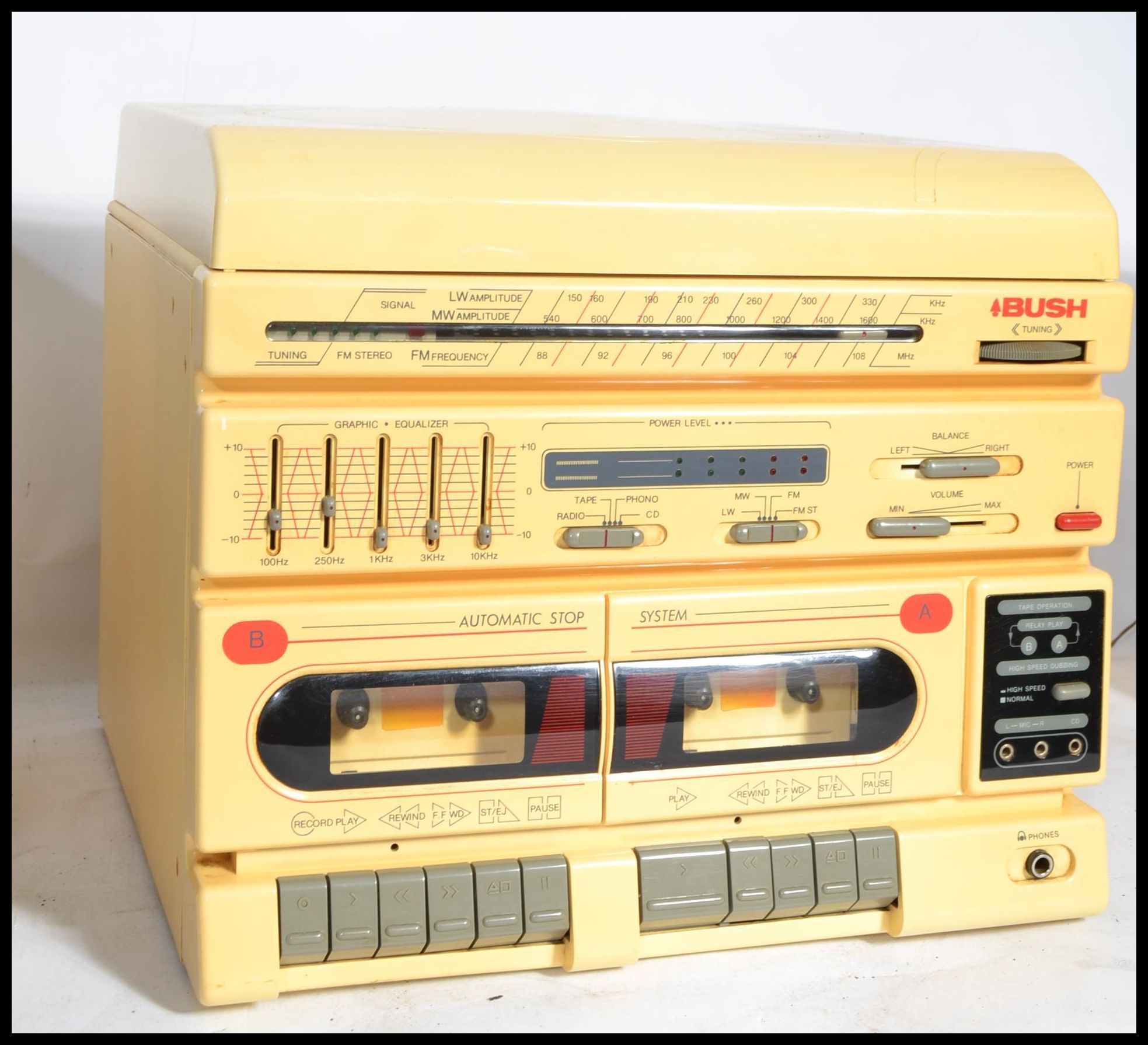 A vintage Bush Radio 1980's white / cream hi-fi stereo system having ...