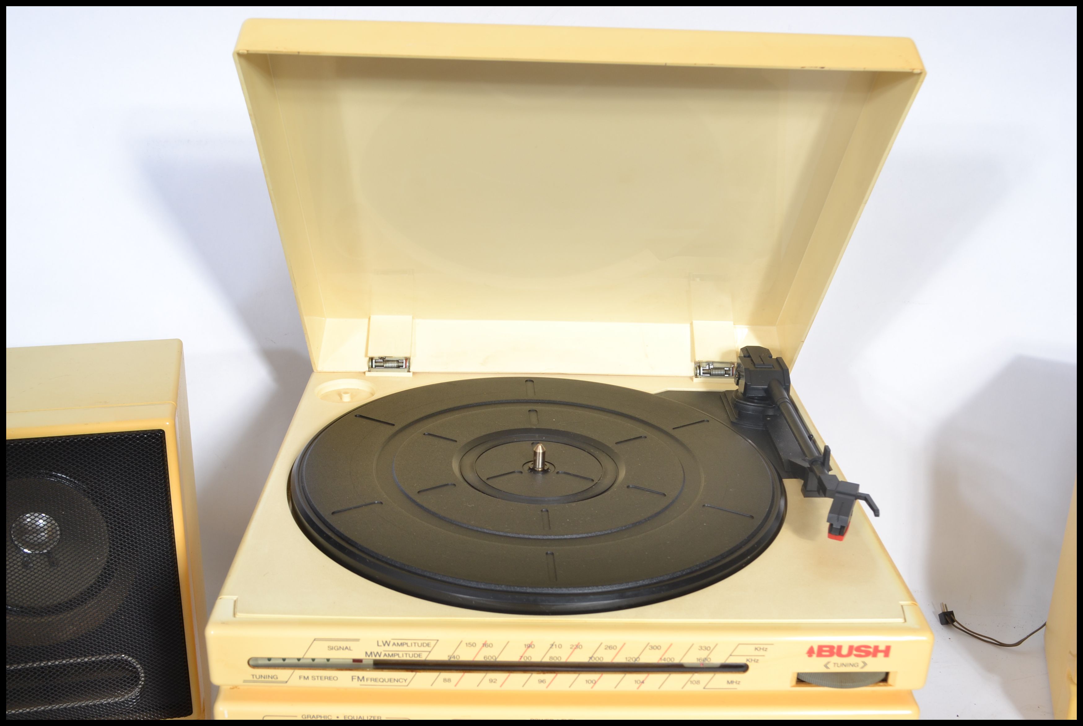 A vintage Bush Radio 1980's white / cream hi-fi stereo system having ...