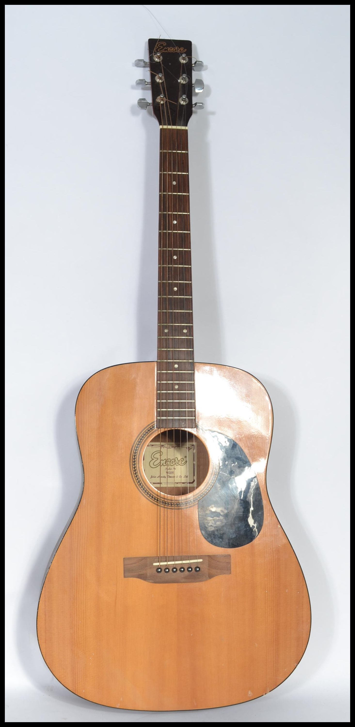 A vintage 20th century Encore electric guitar and an Encore acoustic ...