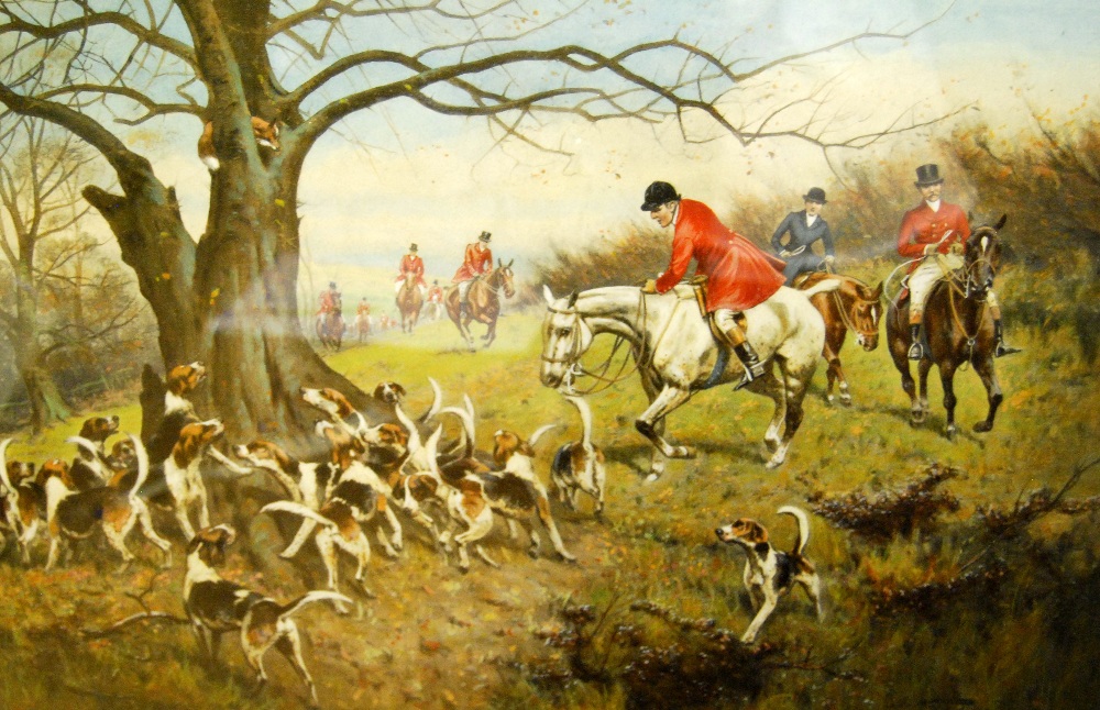 GEORGE WRIGHT Four hunting scenes Signed in pencil, lithographs, 34cm x ...