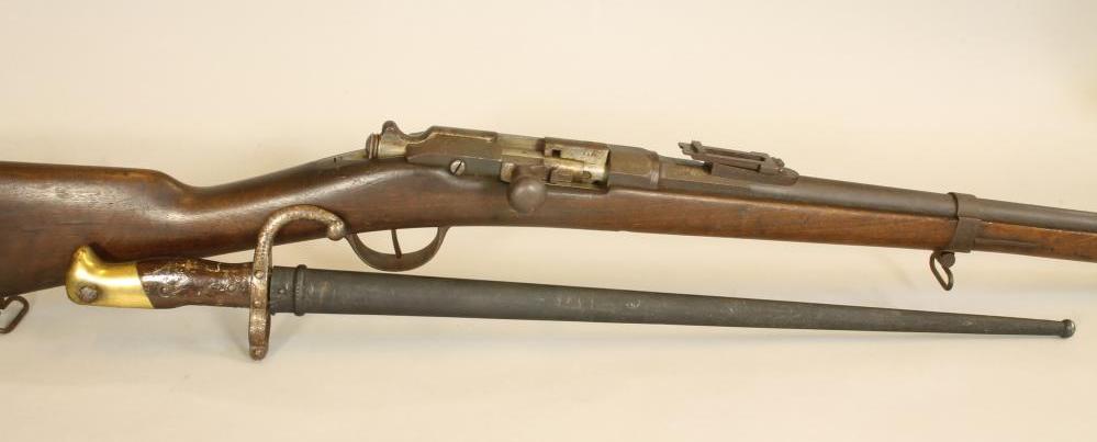 A FRENCH 1874 GRAS BOLT ACTION RIFLE, dated 1880, the 32 1/2" barrel ...