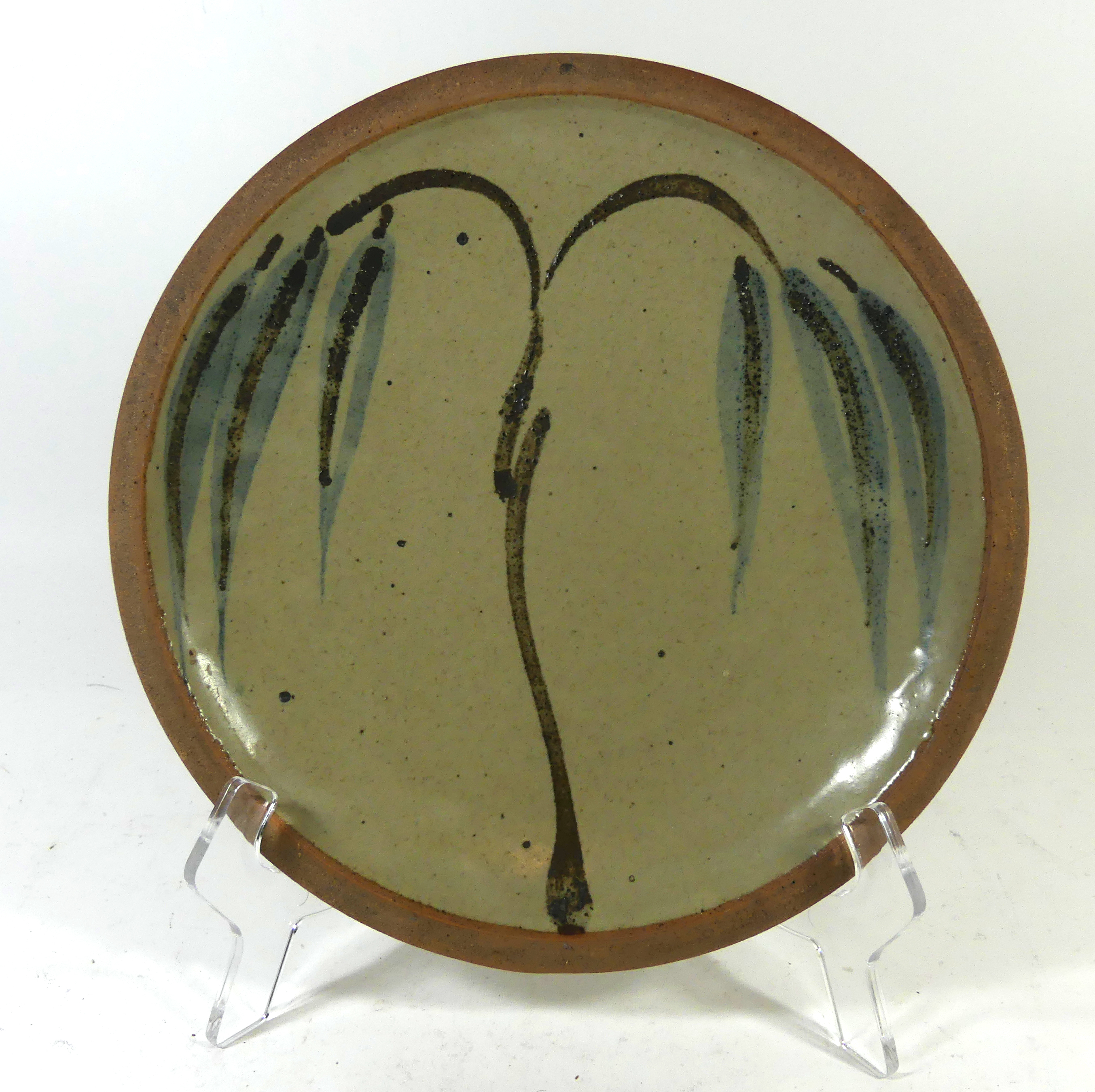 A Leach St Ives Studio Pottery plateDecorated with a Willow Tree ...