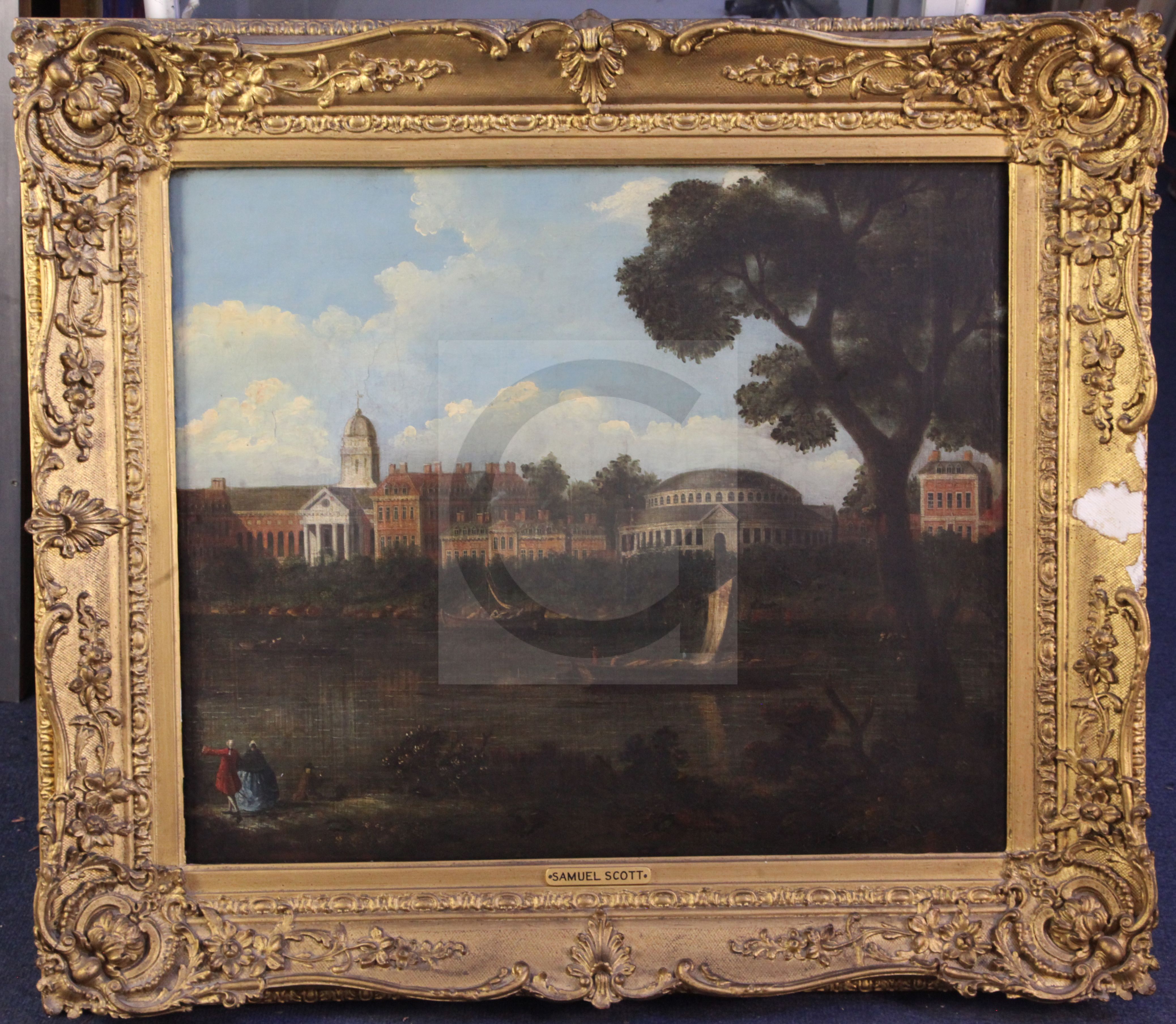 Attributed to Samuel Scott (1702-1772)oil on canvasA view along the ...