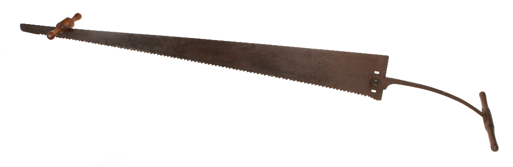 A traditional English pit saw with 6' 6" blade c/w both top and bottom ...