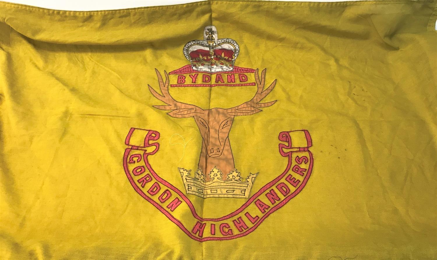 VINTAGE LINEN GORDON HIGHLANDERS FLAG the yellow flag with regimental ...