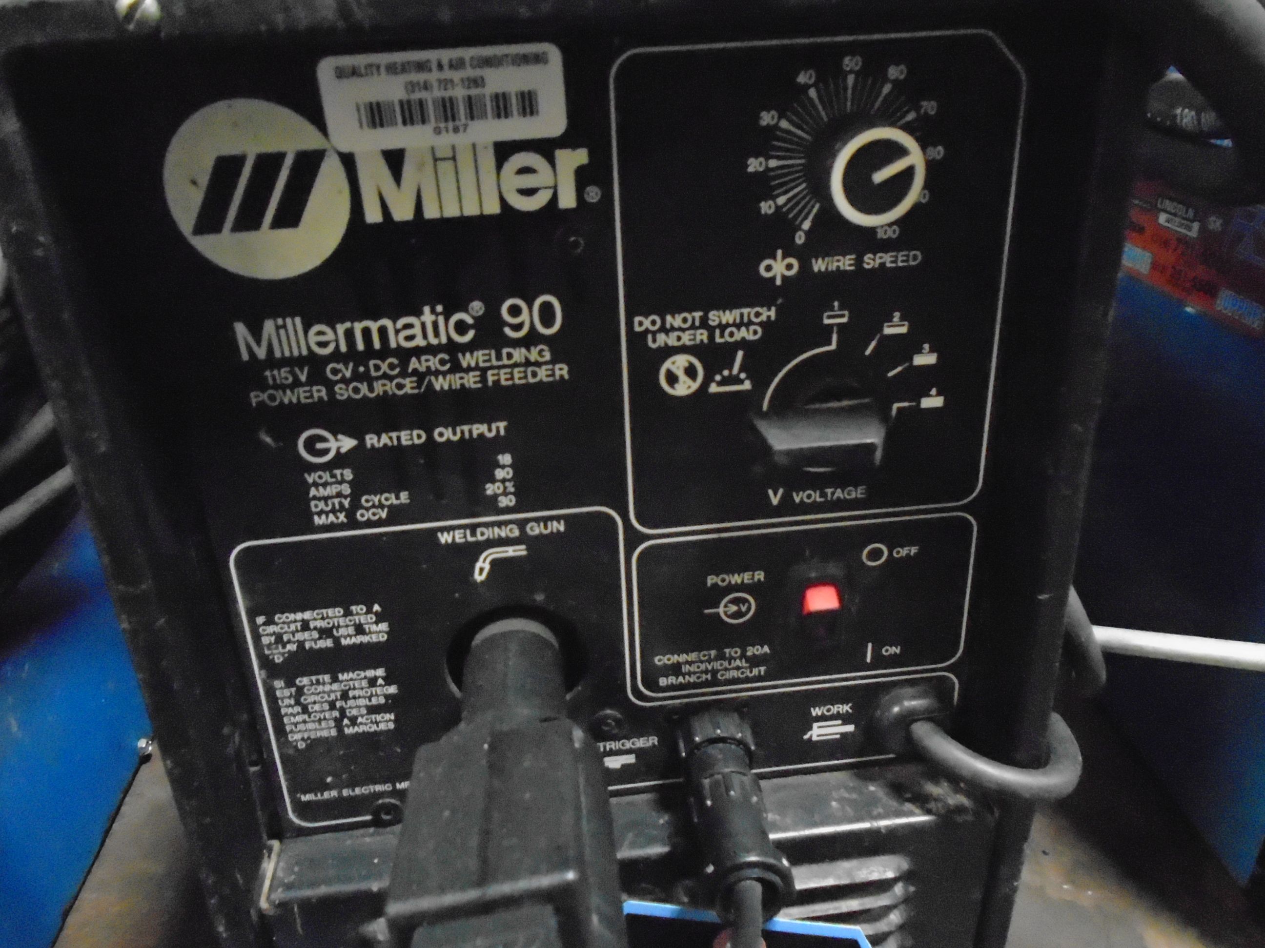 90 AMP MILLER MODEL MILLERMATIC 90 WIRE WELDER