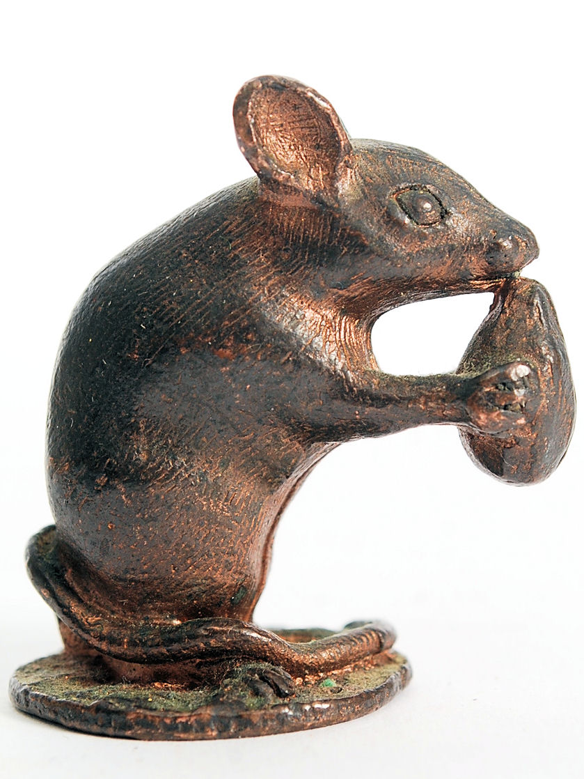 A miniature bronze metal mouse with WRL signed to base