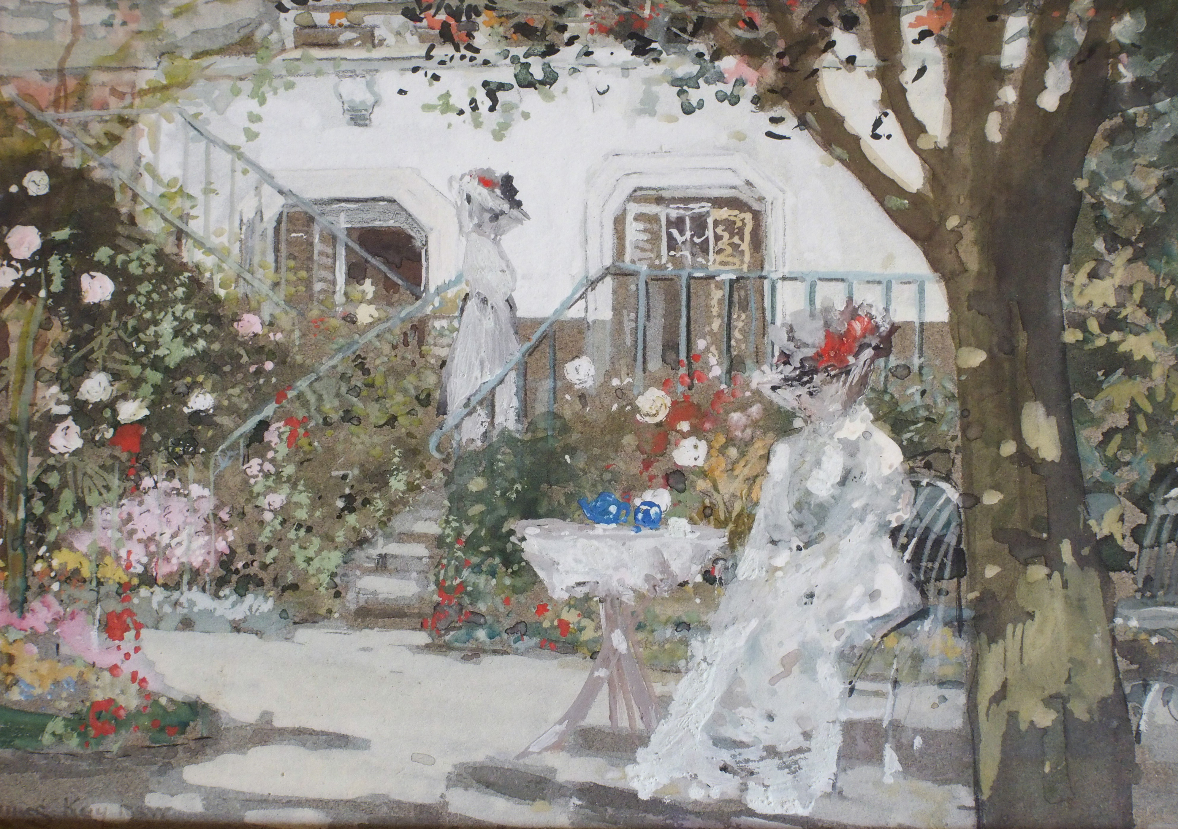 JAMES KAY RSA, RSW (Scottish 1858 - 1942) TEA IN A SUNLIT GARDEN ...