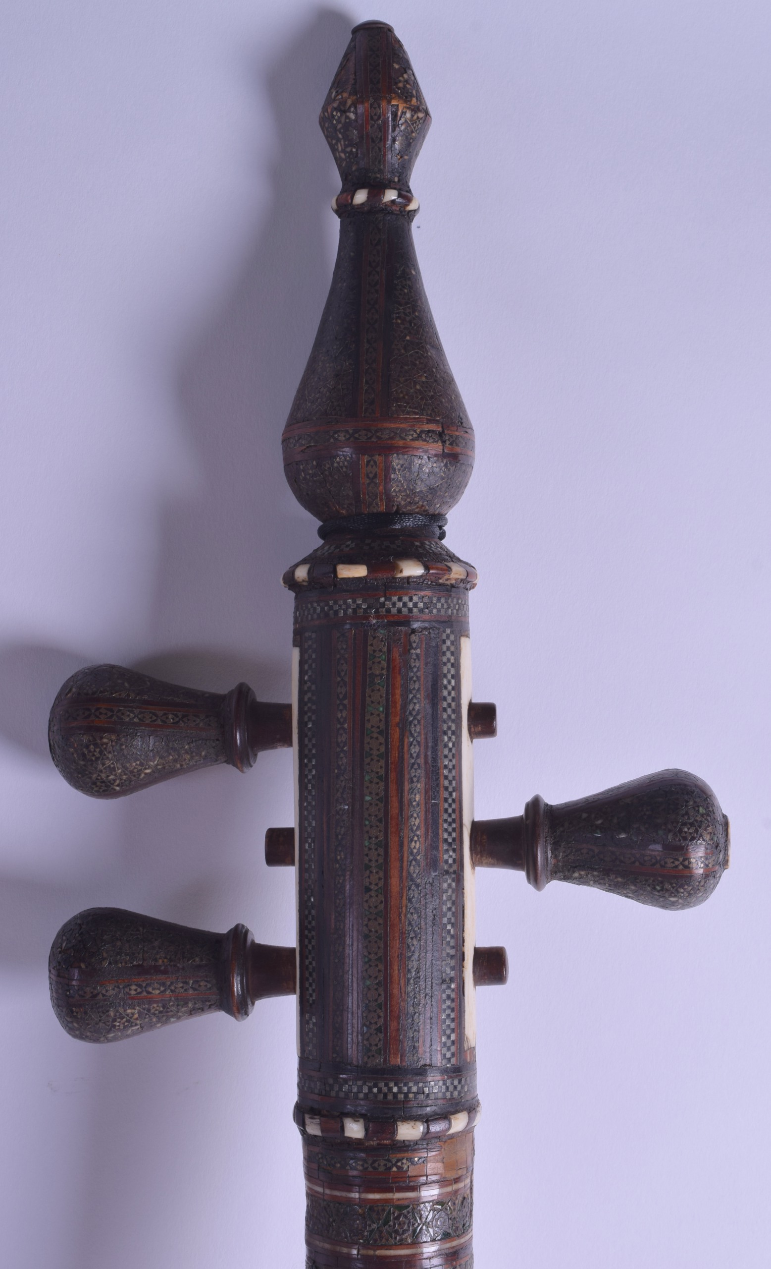 A RARE 18TH CENTURY INDO PERSIAN STRING REBAB BOW INSTRUMENT inlaid in ...