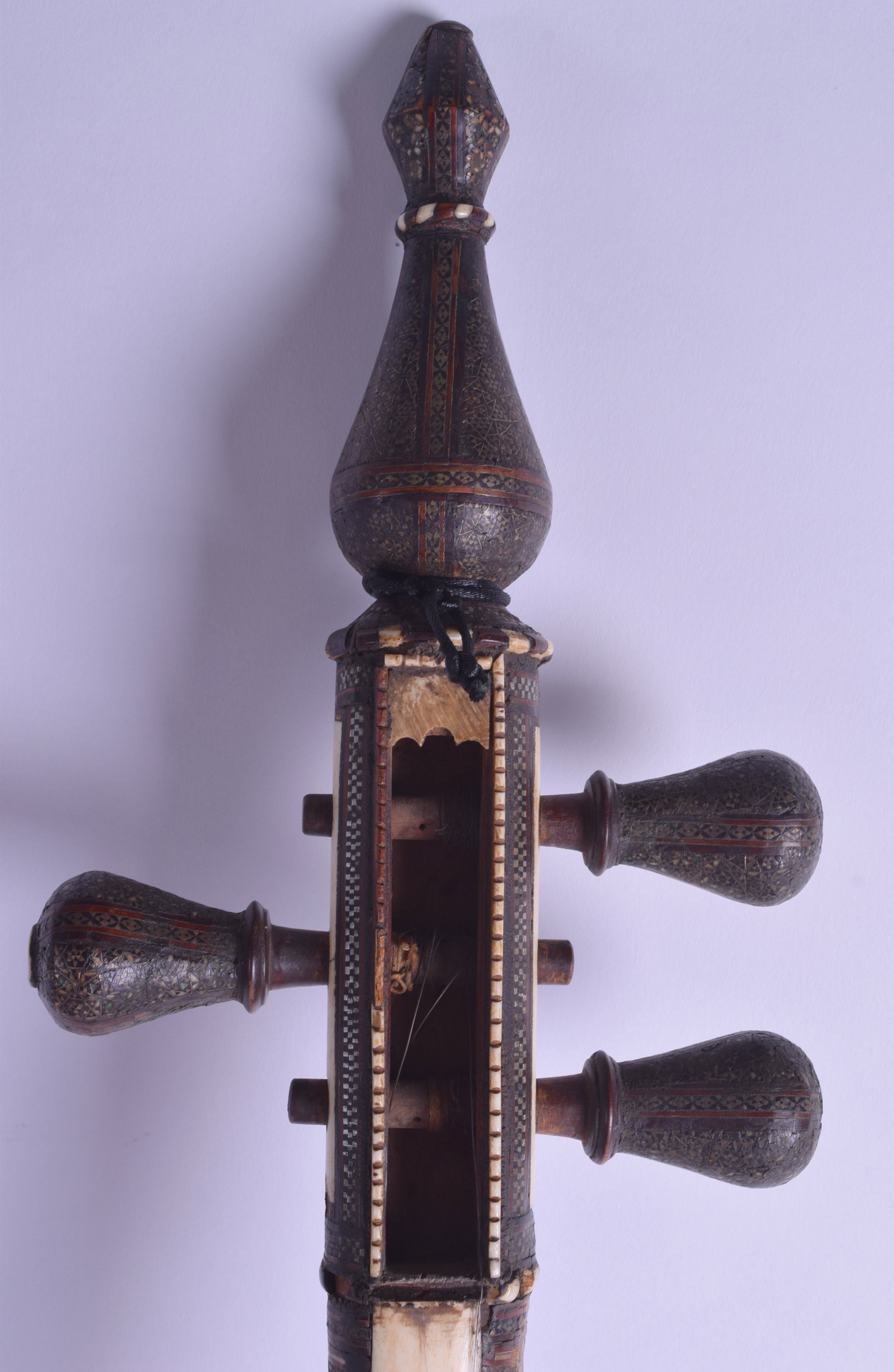 A RARE 18TH CENTURY INDO PERSIAN STRING REBAB BOW INSTRUMENT inlaid in ...