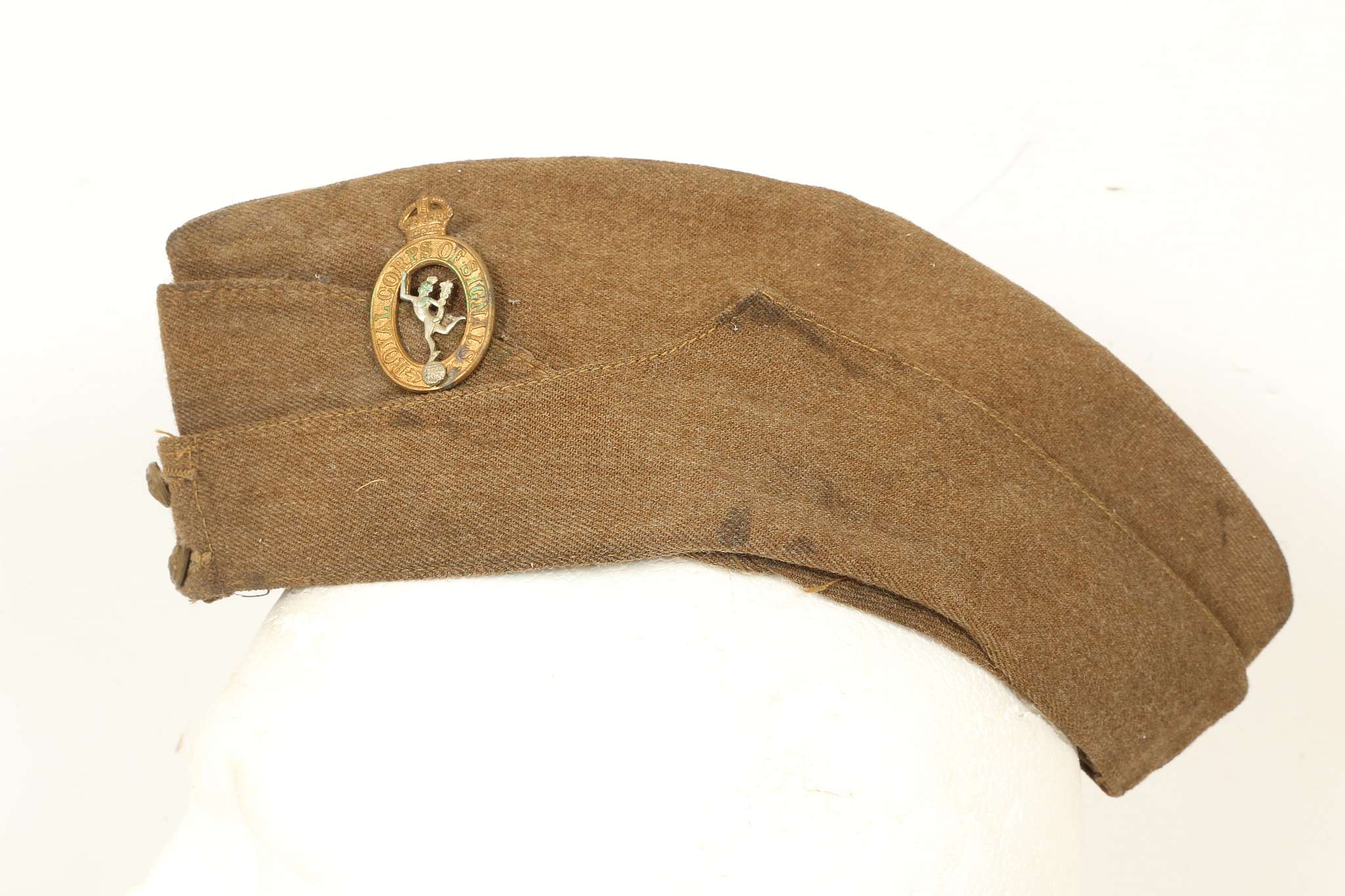 British Army WWII side caps; Officer's private purchase (named) and ...