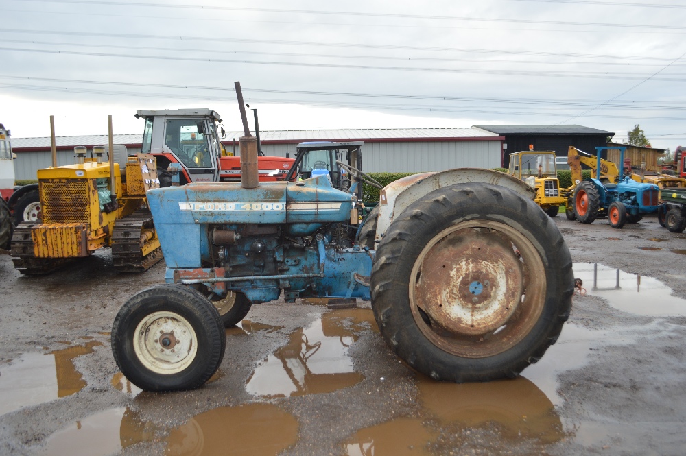Ford 4000 2WD tractor. 6,780 hours. 13.6/12-36 rear wheels and tyres ...