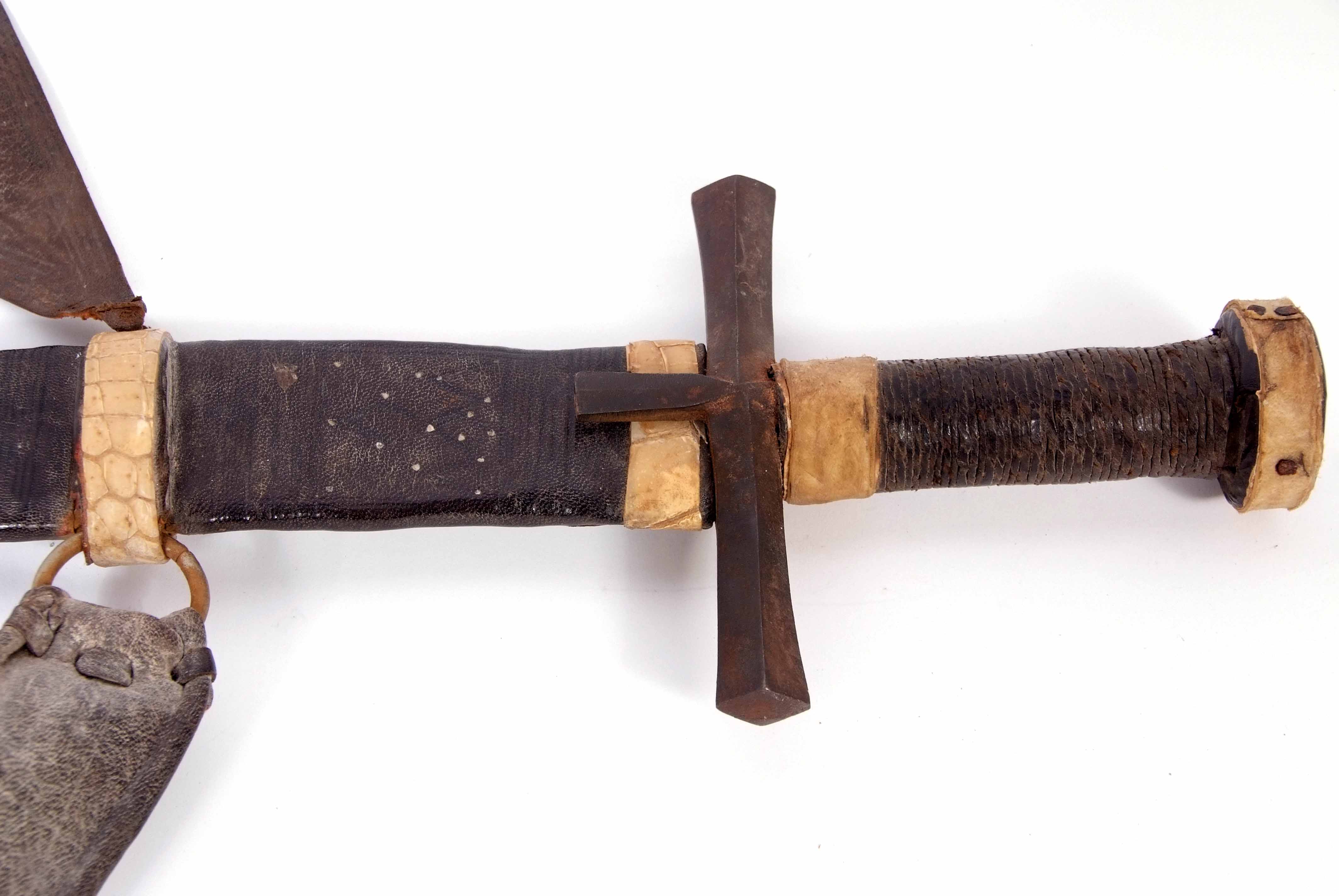 20th century North African sword with plain double edged blade with ...