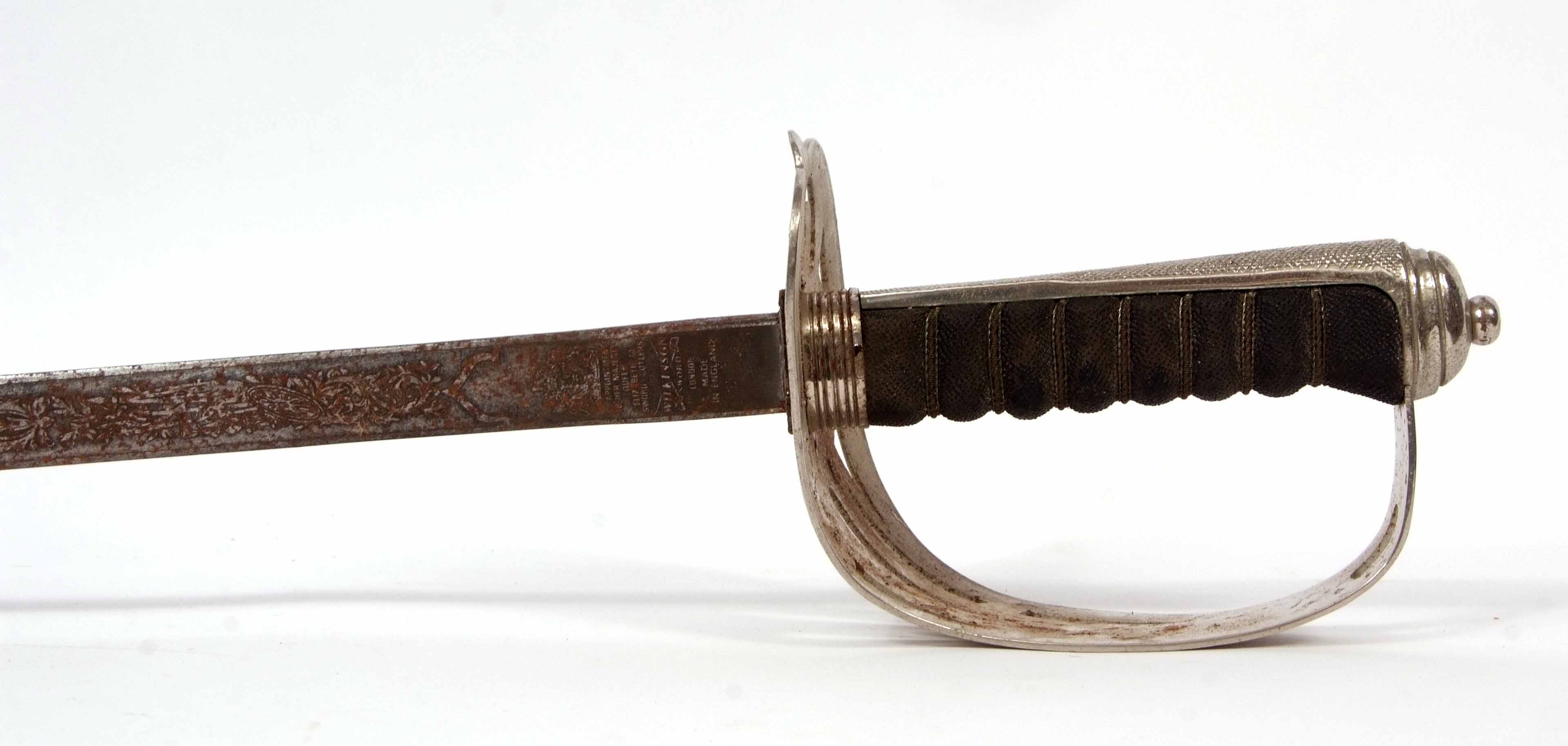 Dress sword, Wilkinson Sword - London, the etched blade marked "By ...
