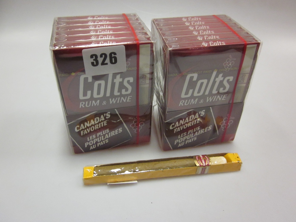 Twelve packs of eight Colts rum & wine cigars,