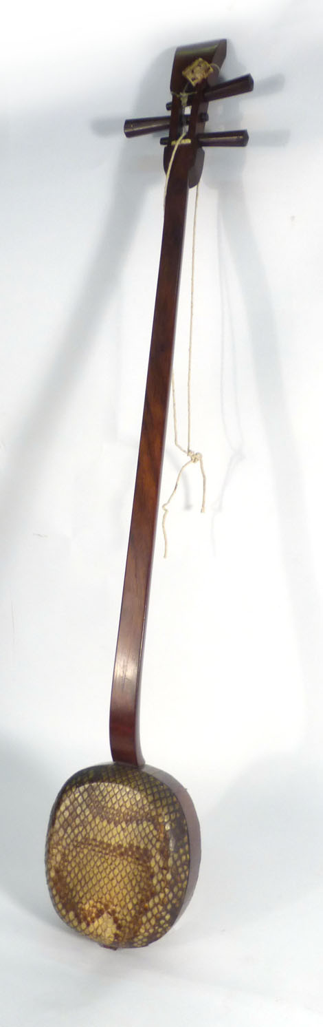 A late 19th/early 20th century Chinese sanxian (three string lute ...