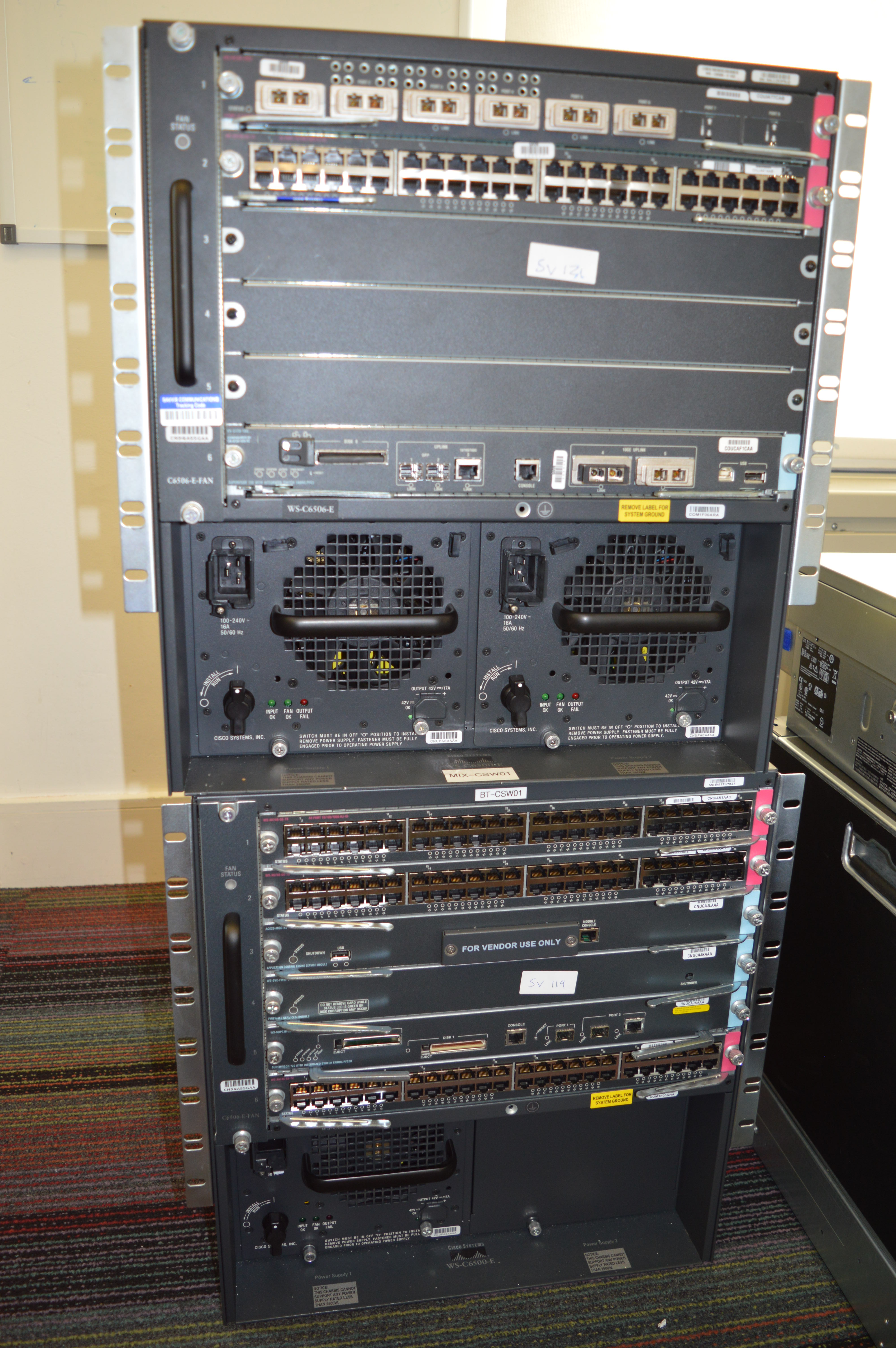 2 x Cisco WS-C6500 E Catalst + WS-C506-E (enhanced series chassis with ...