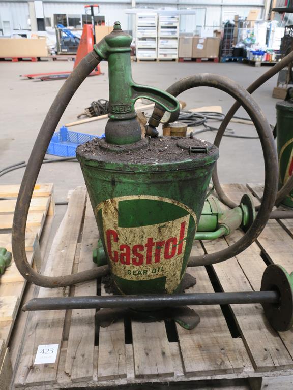 A Set of 3 Vintage Castrol items to include Gear Oil Pump, Oil Tin ...