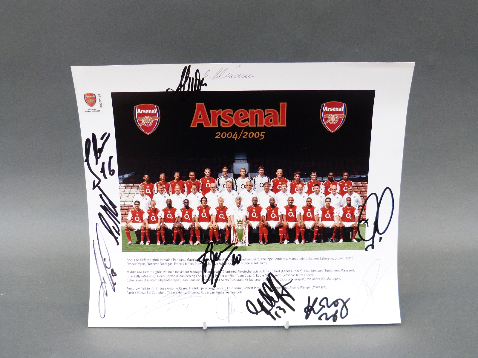A signed Arsenal 2004/2005 team photograph