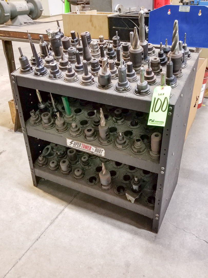 Cat 40 Tool Holder Rack with Approximately (65) Tool Holders/ Bits