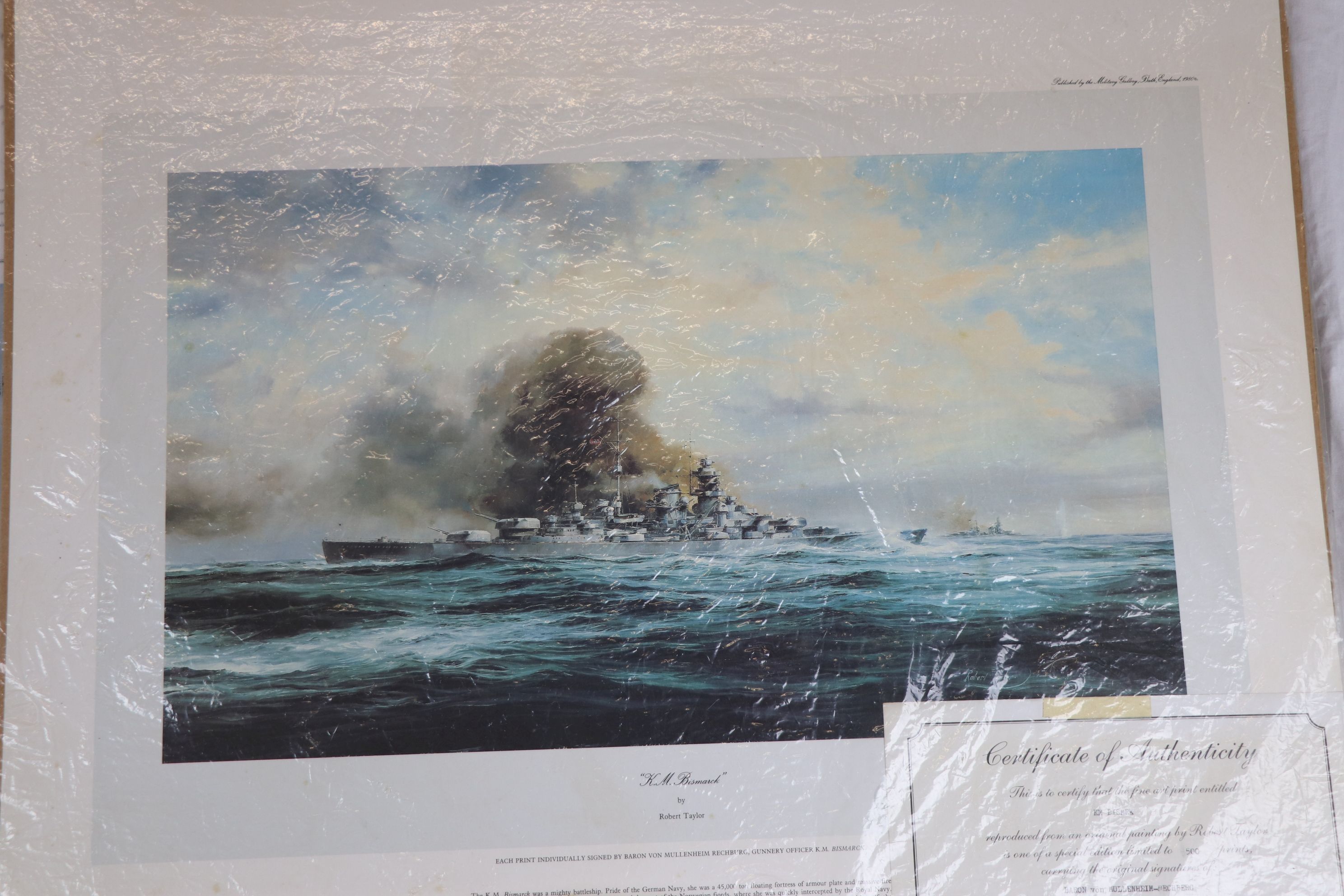 Three Robert Taylor prints to include HMS Belfast signed by Admiral Sir ...