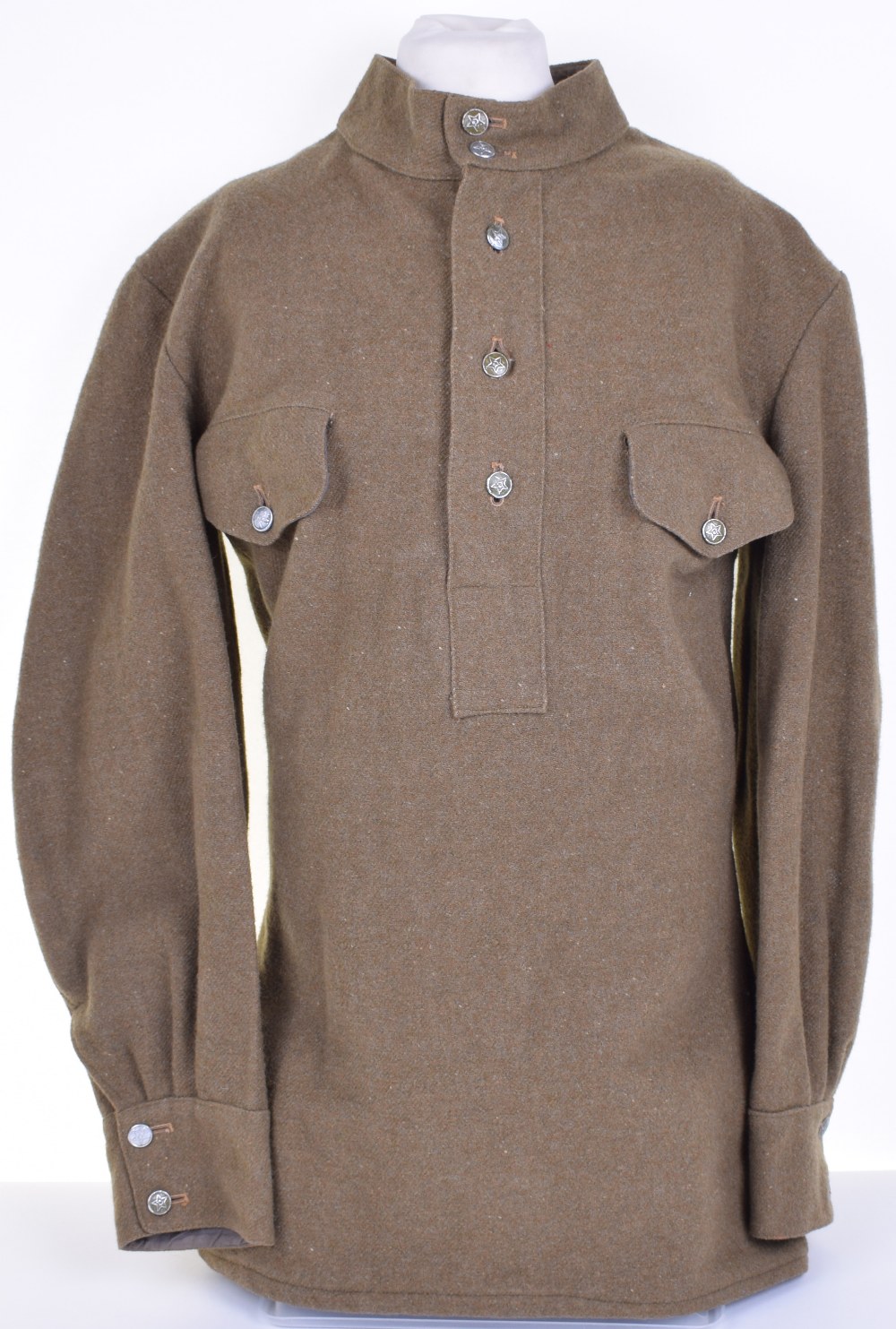 WW2 Soviet Union Shirt / Tunic, khaki coarse wool two pocket shirt with ...