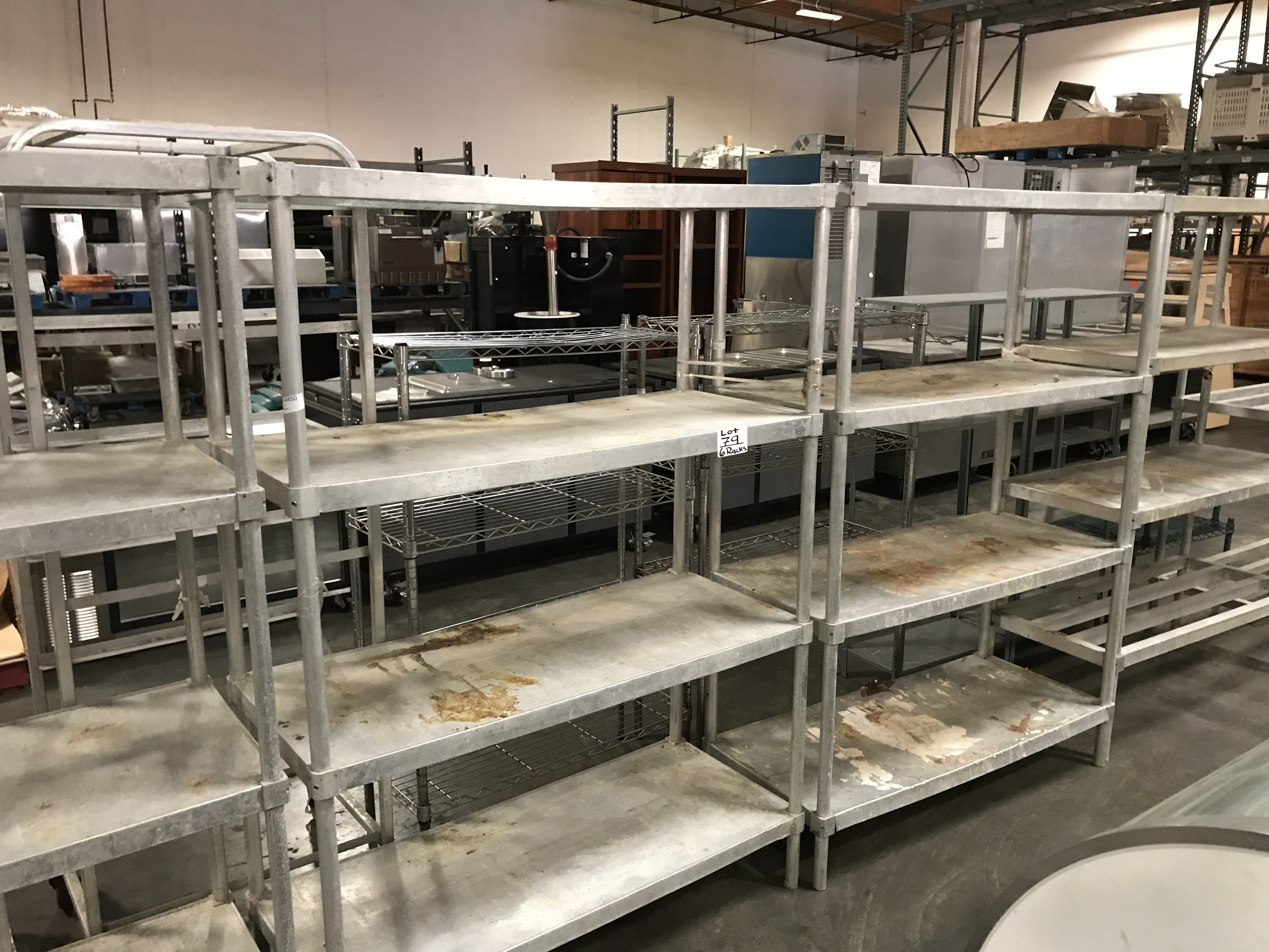 Set of 6 aluminum 4' wide shelf units