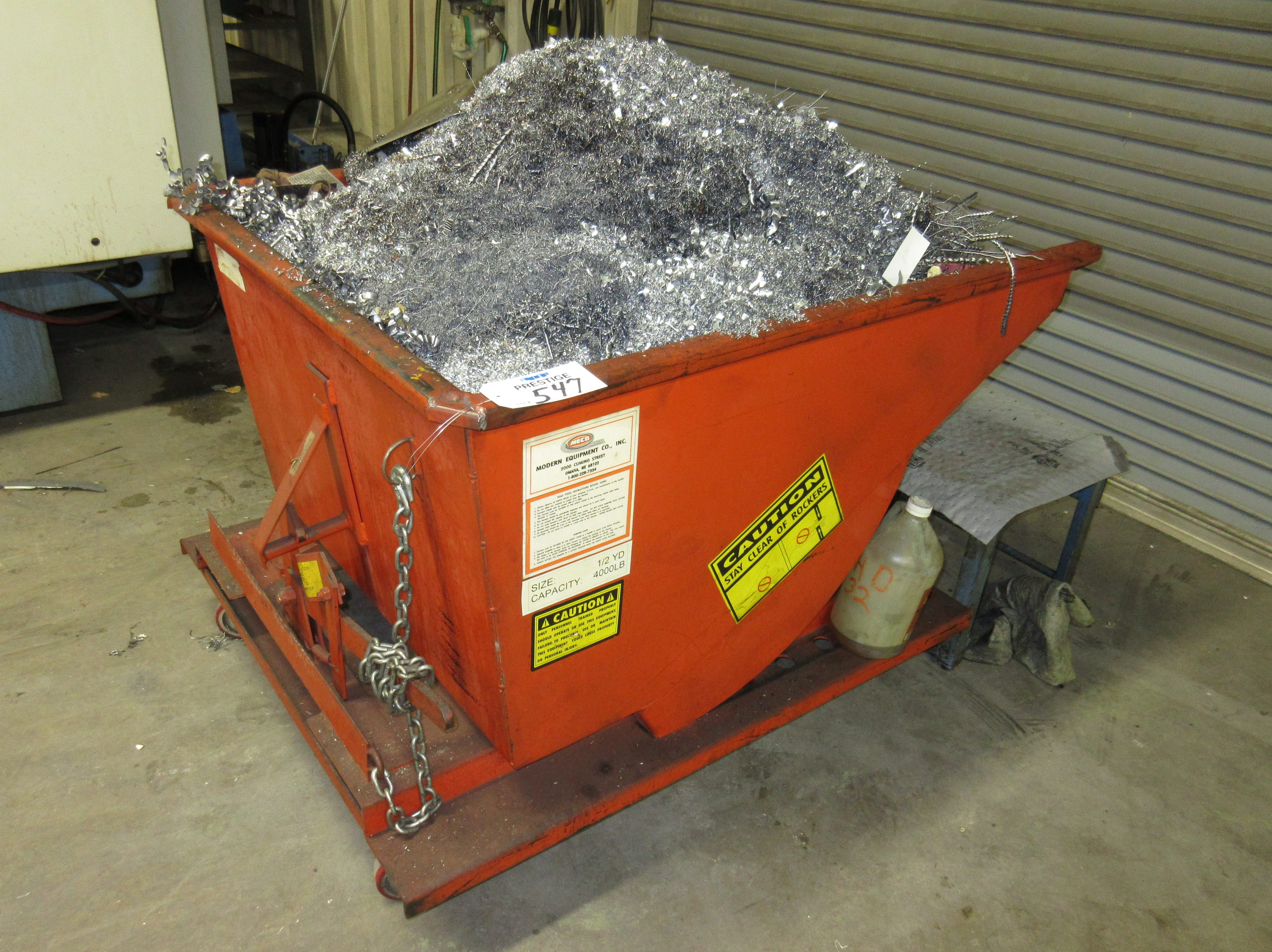 Meco, Mobile, ½ Cu. Yard Scrap Metal Dump Hopper With Content of Metal ...
