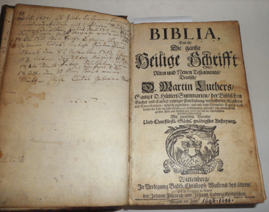 A 17th/18th century Martin Luther German language leather bound bible ...
