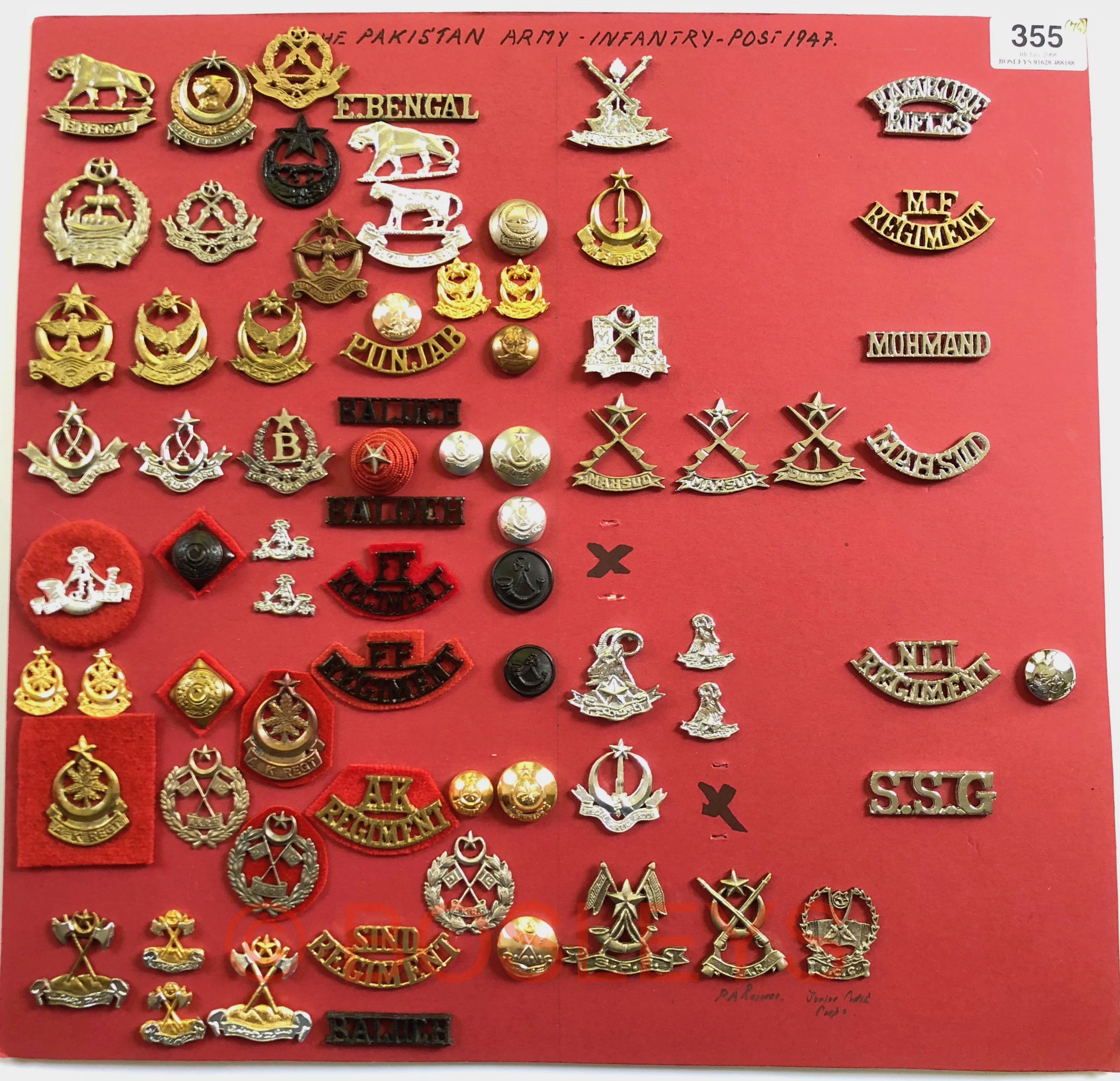 Pakistan Army post 1947 Infantry Insignia.A good carded selection of ...