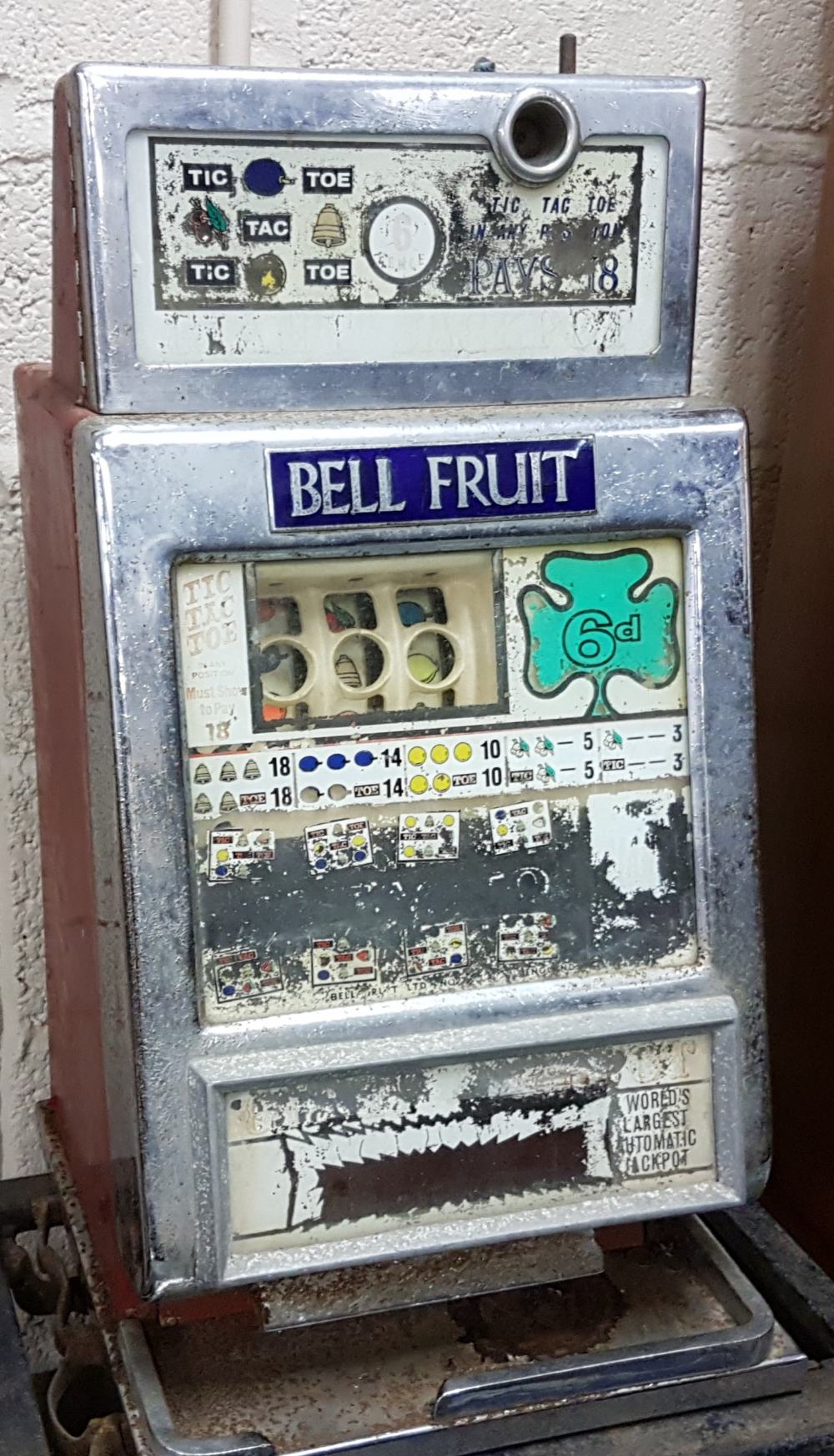 Vintage “Bell Fruit” Slot Machine, 30”h (handle works), 30”h