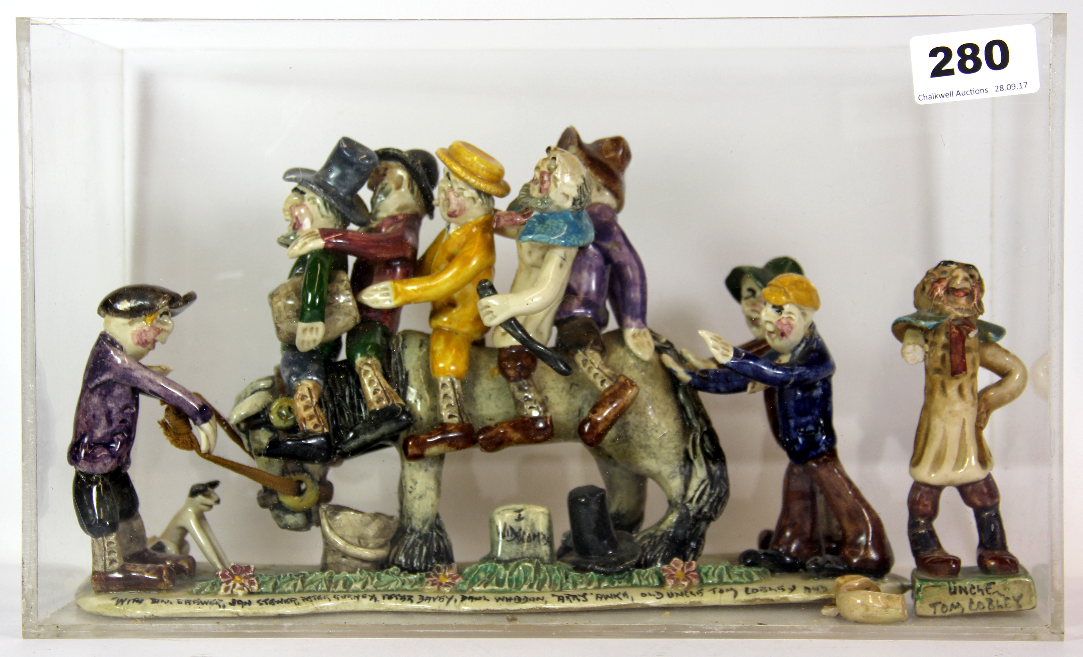 A rare handmade pottery figure of the characters from Widecombe Fair ...