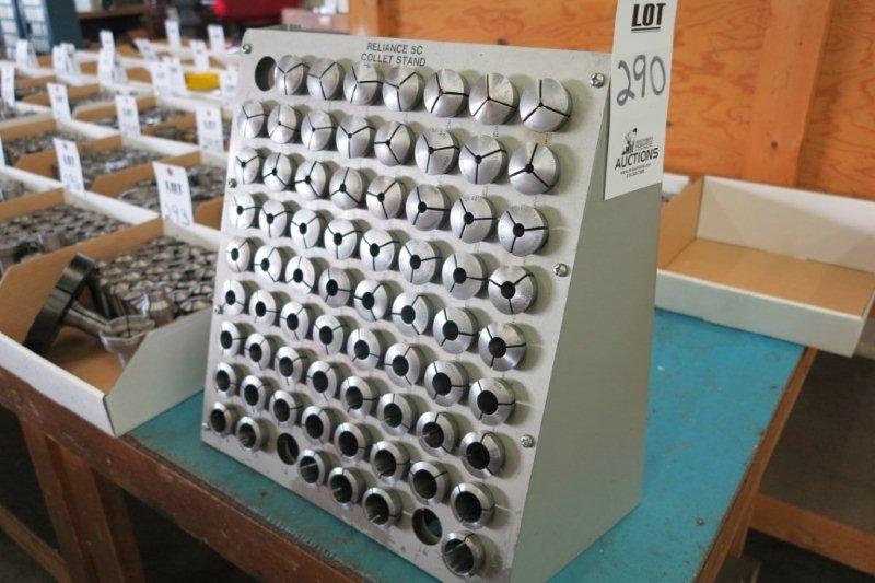 LOT OF RELIANCE 5C COLLET STAND W/ 72 COLLETS SET (HARDENED) 1/64 THRU ...