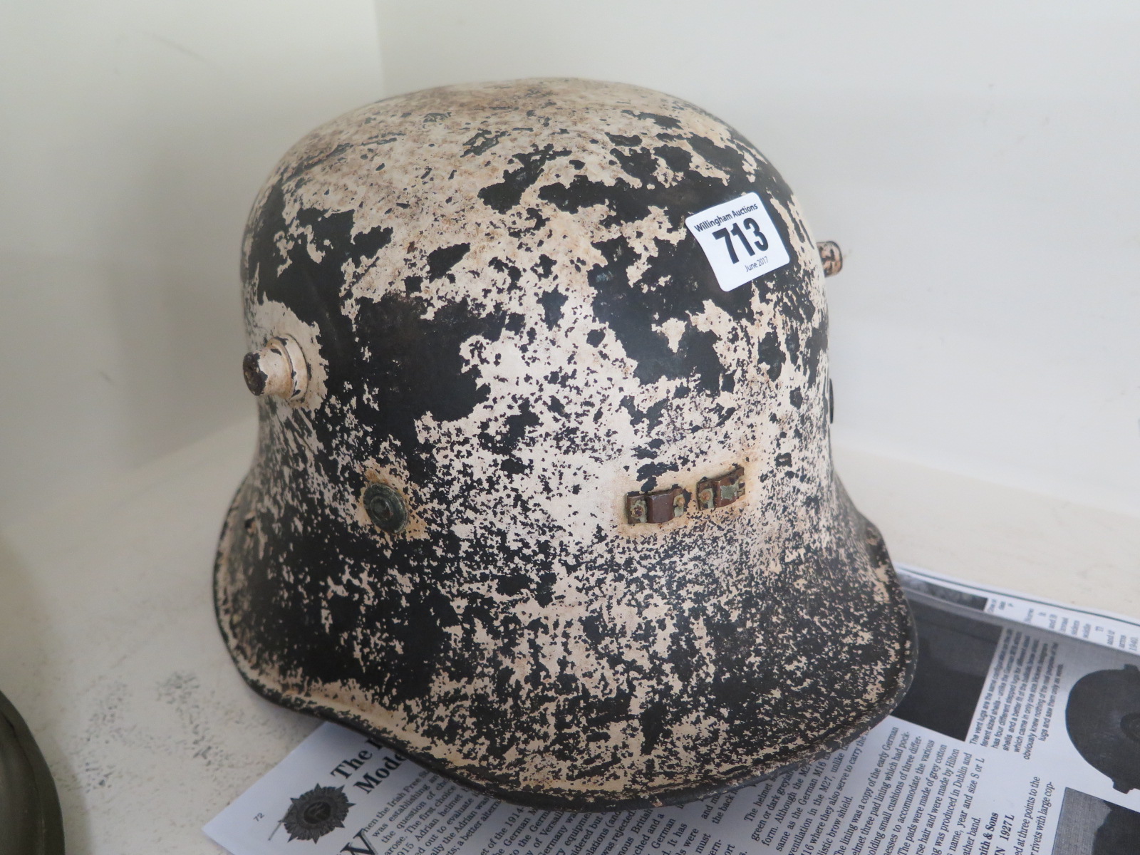 A rare Irish Army steel helmet model 1927 Vickers Helmet painted white ...